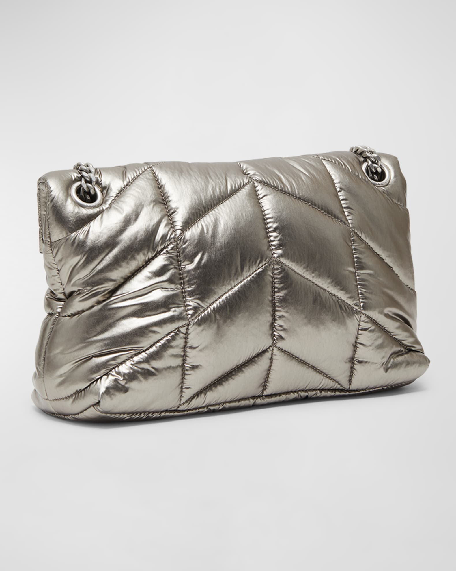 Saint Laurent Small Puffer Metallic Chain Shoulder Bag | Neiman Marcus