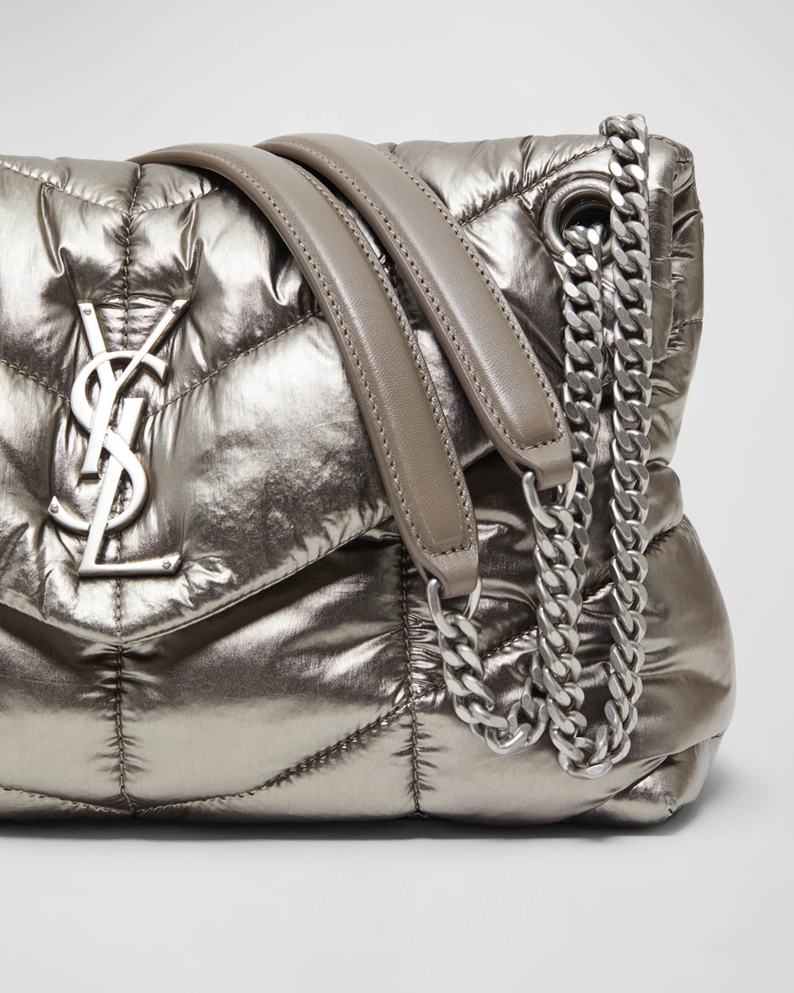 Saint Laurent Small Puffer Metallic Chain Shoulder Bag | Neiman Marcus