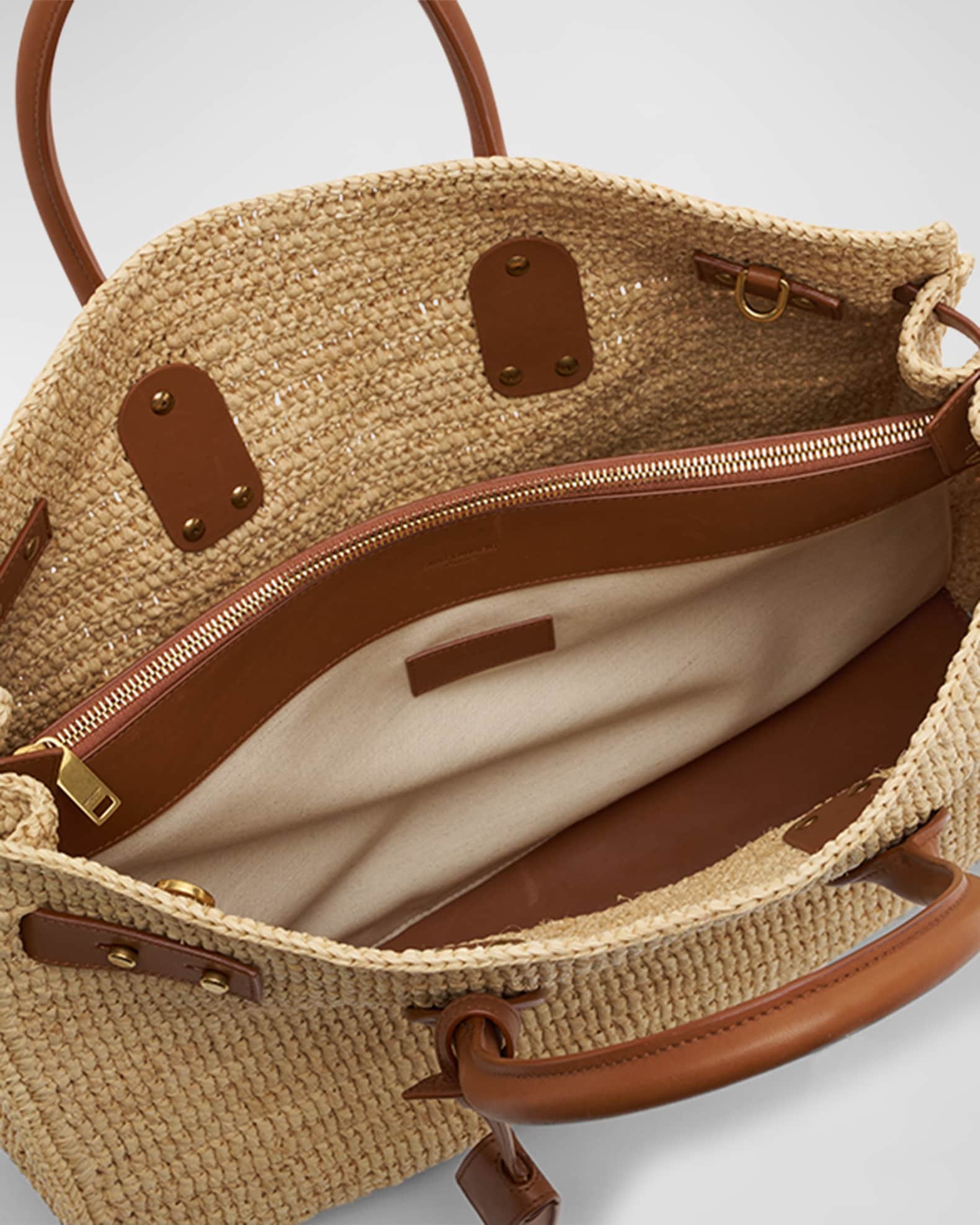 Saint Laurent Sac De Jour Medium Top-Handle Bag in Raffia | Neiman Marcus