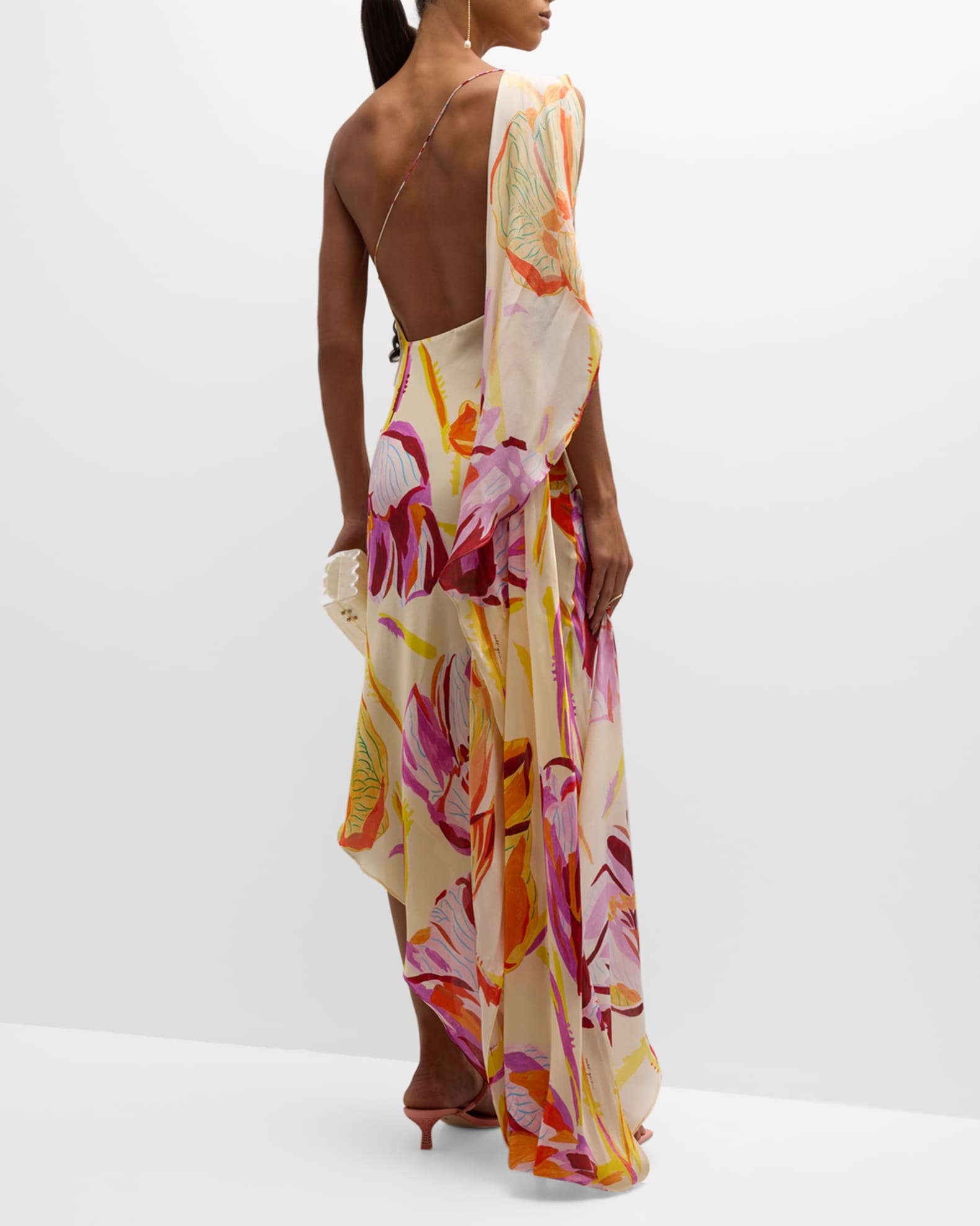 Cult Gaia Trysta Draped High-Low Floral-Print Maxi Dress | Neiman Marcus
