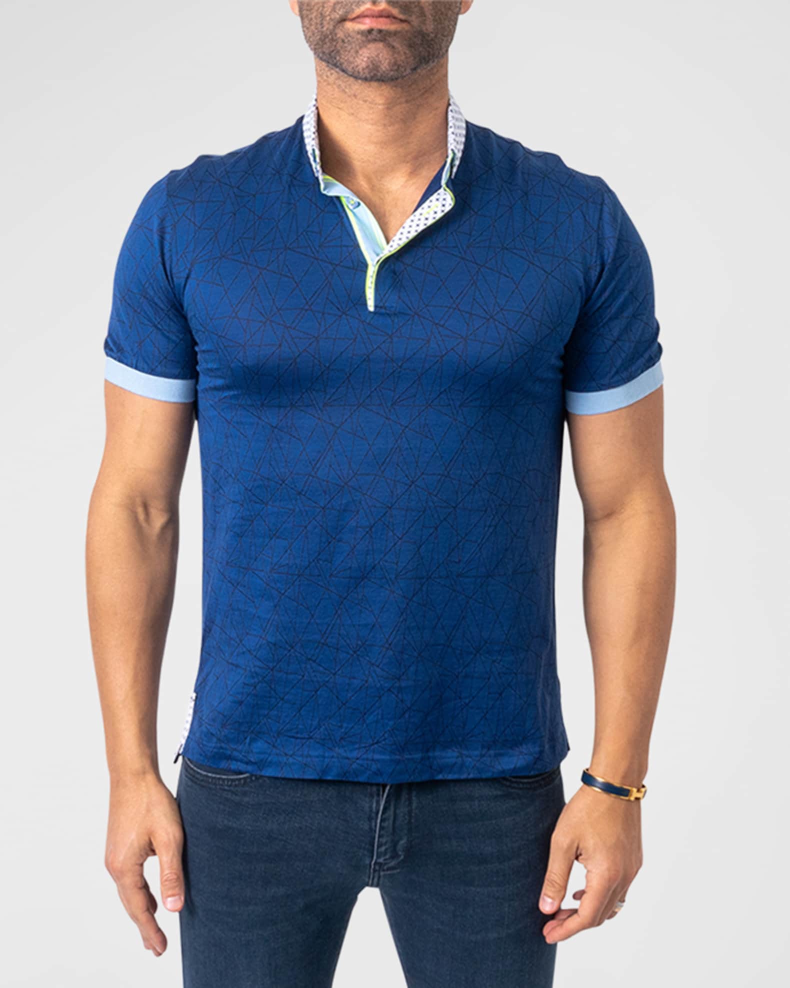 Maceoo Men's Mozart Triangles Polo Shirt | Neiman Marcus