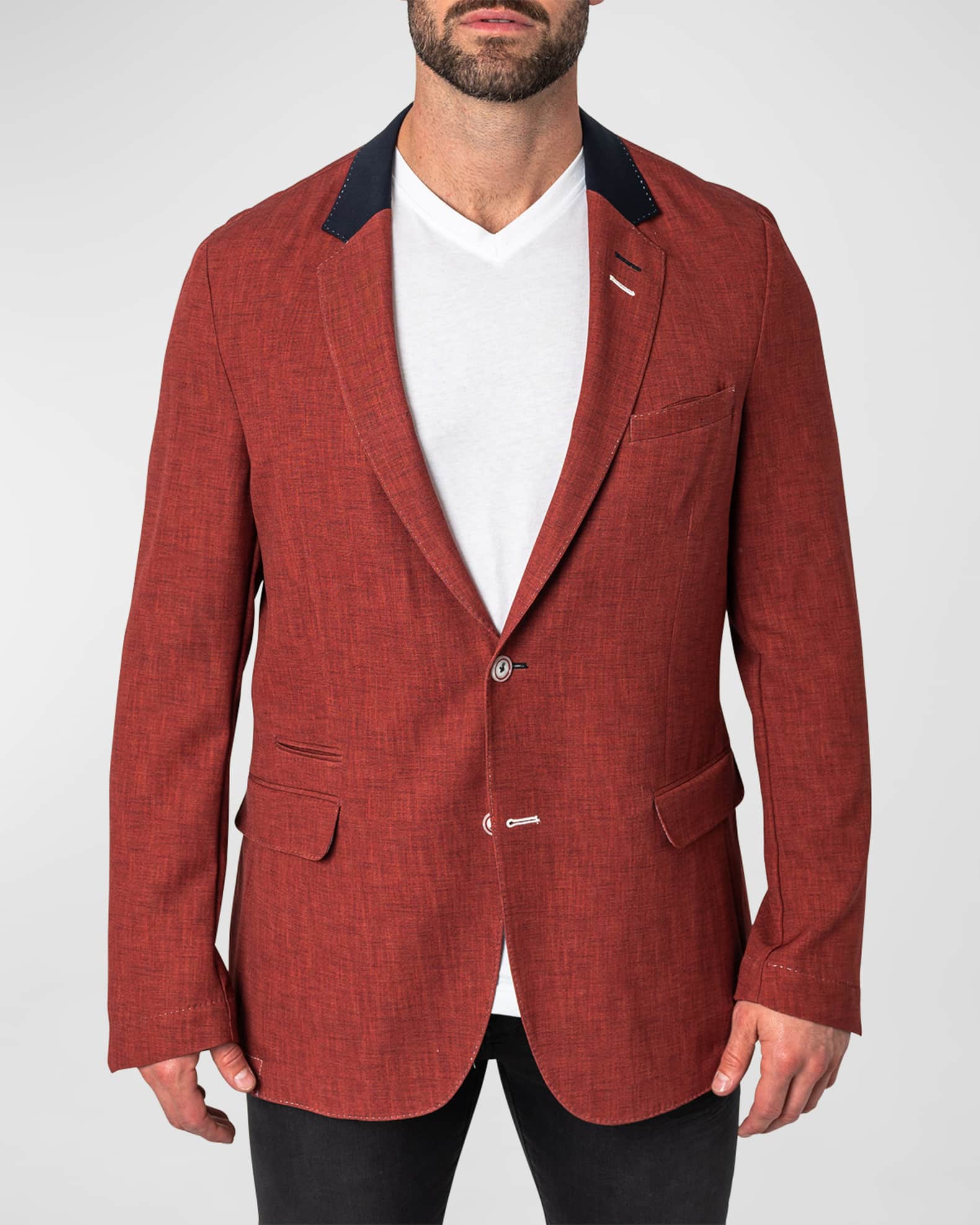 Maceoo Men's Unconstructed Contrast-Collar Blazer | Neiman Marcus