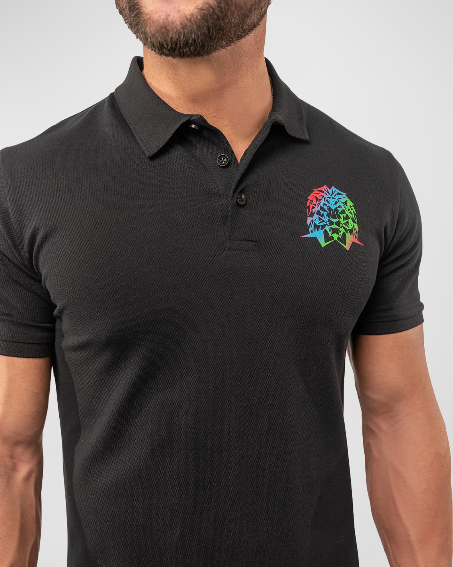Maceoo Men's Polo Shirt with Multicolor Logo | Neiman Marcus
