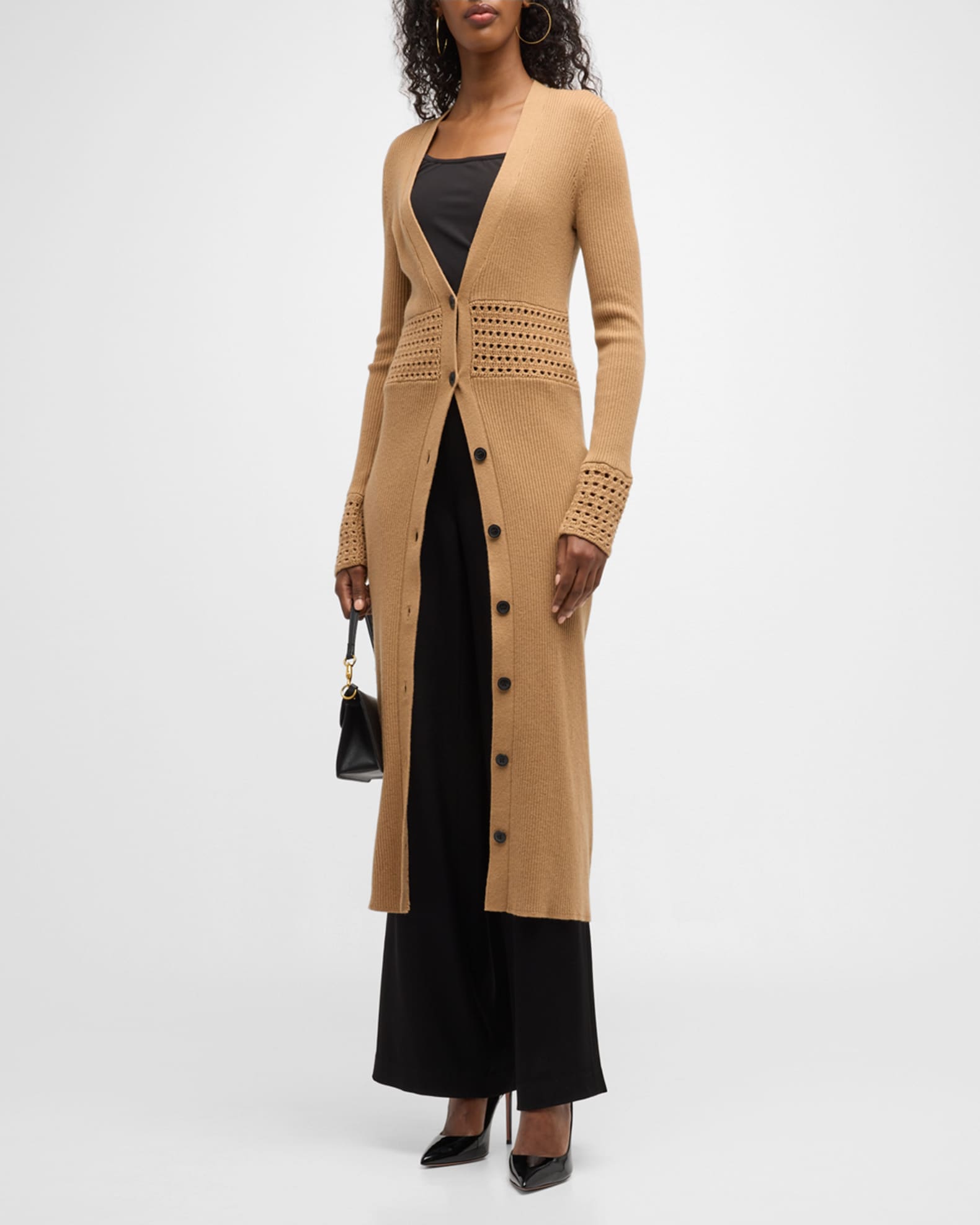 Jason Wu Crochet-Detail Long Cashmere Cardigan | Neiman Marcus