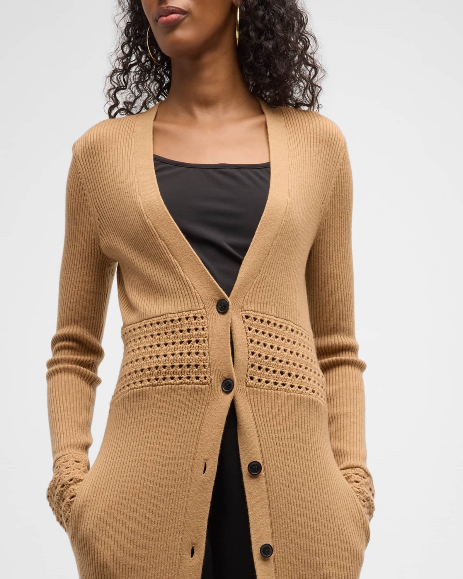 Jason Wu Crochet-Detail Long Cashmere Cardigan | Neiman Marcus