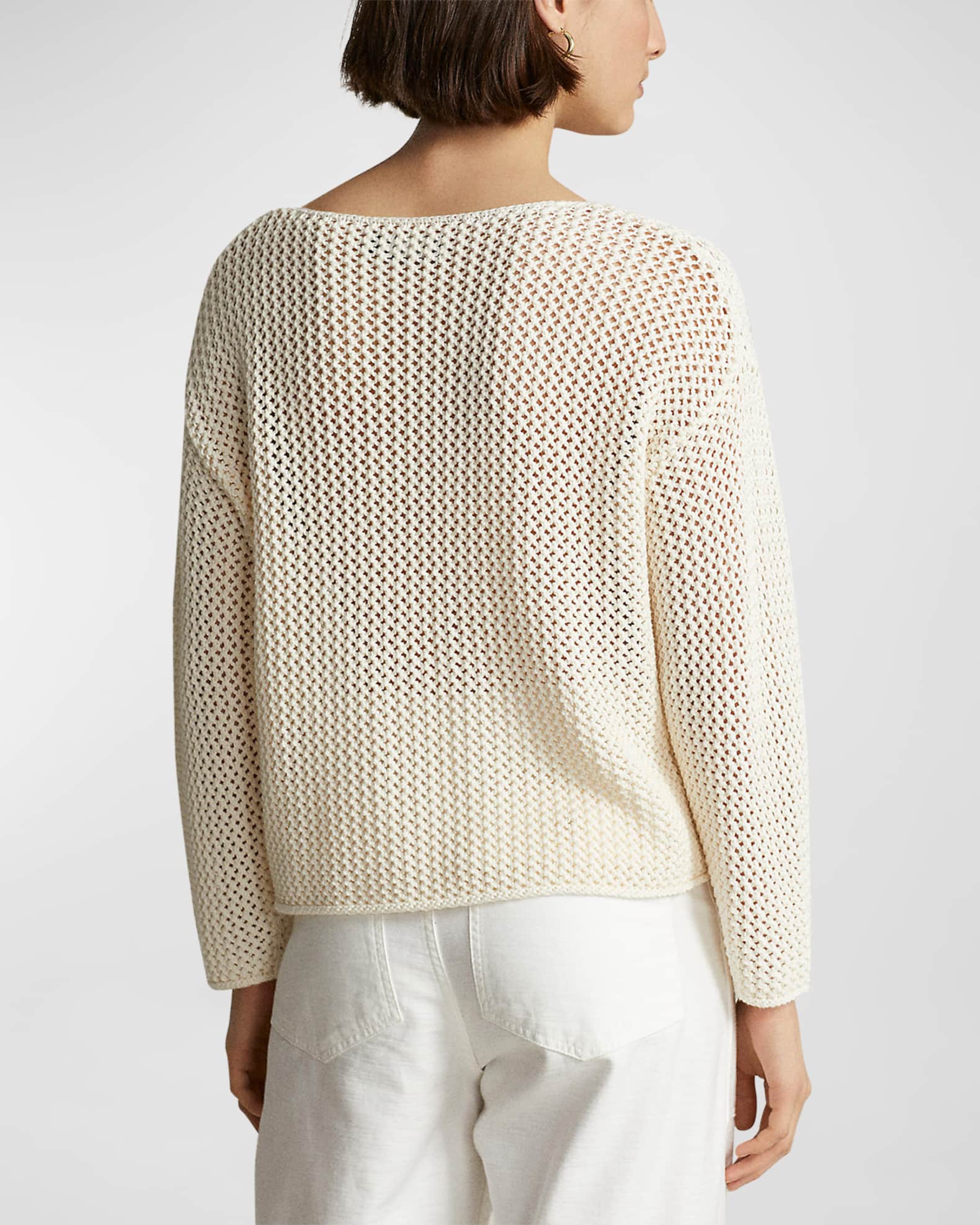 Polo Ralph Lauren Patchwork-Flag Cotton-Linen Sweater | Neiman Marcus