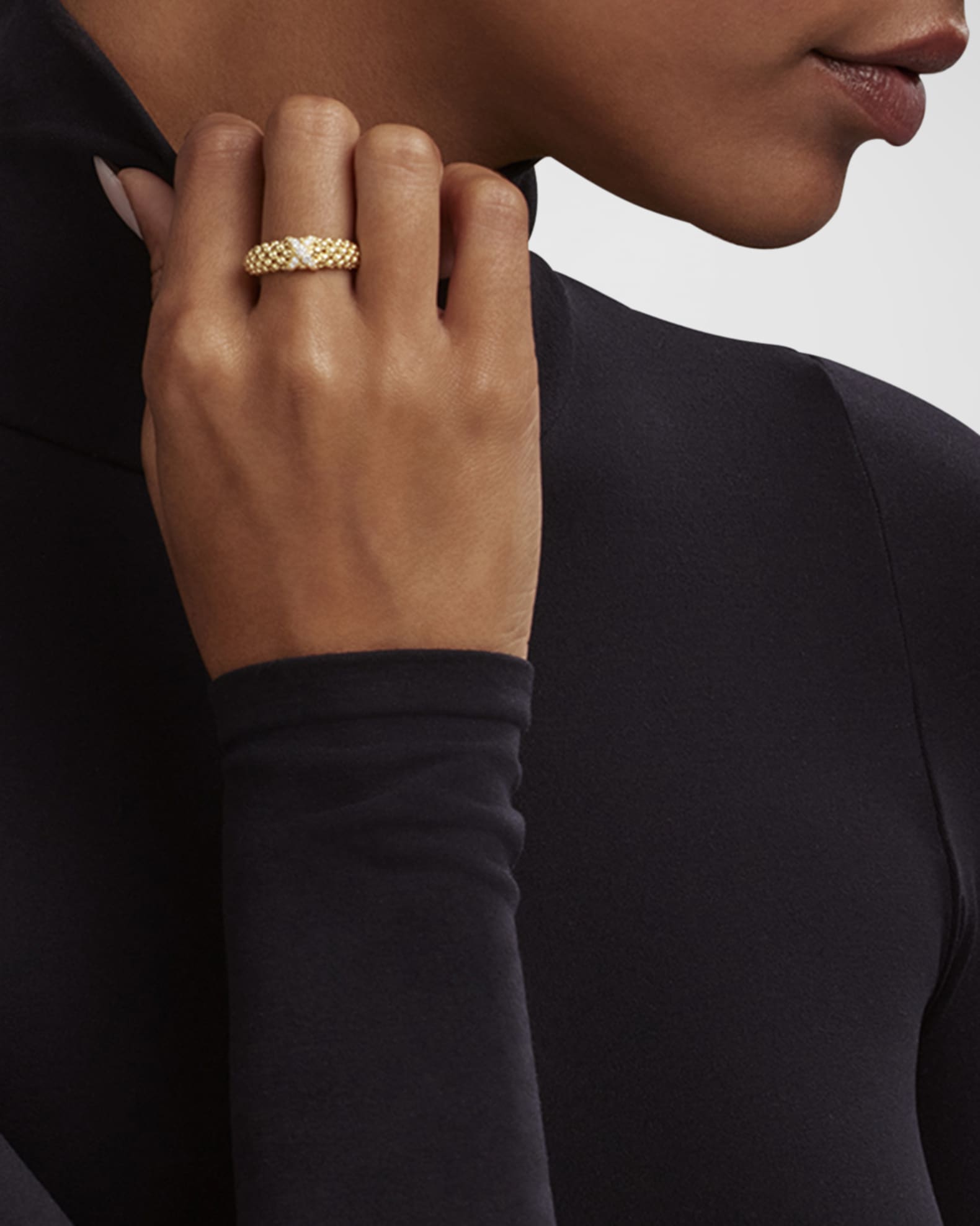 LAGOS 18K Embrace Diamond Pave X Ring, Size 7 | Neiman Marcus