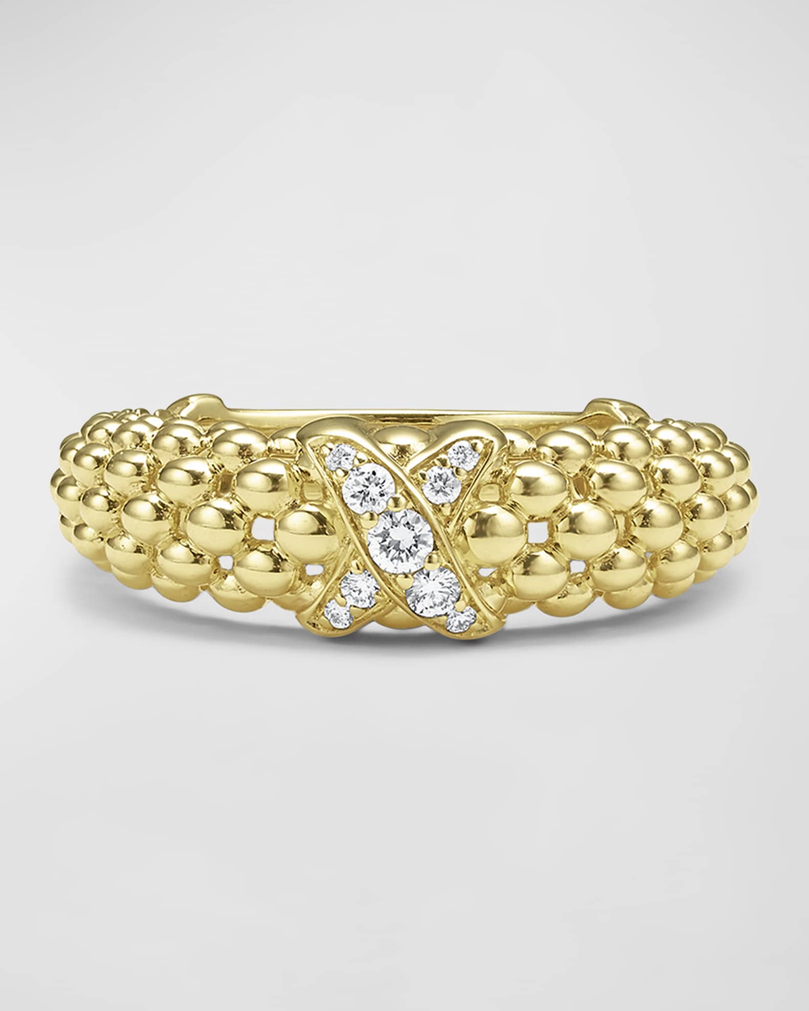 LAGOS 18K Embrace Diamond Pave X Ring, Size 7 | Neiman Marcus