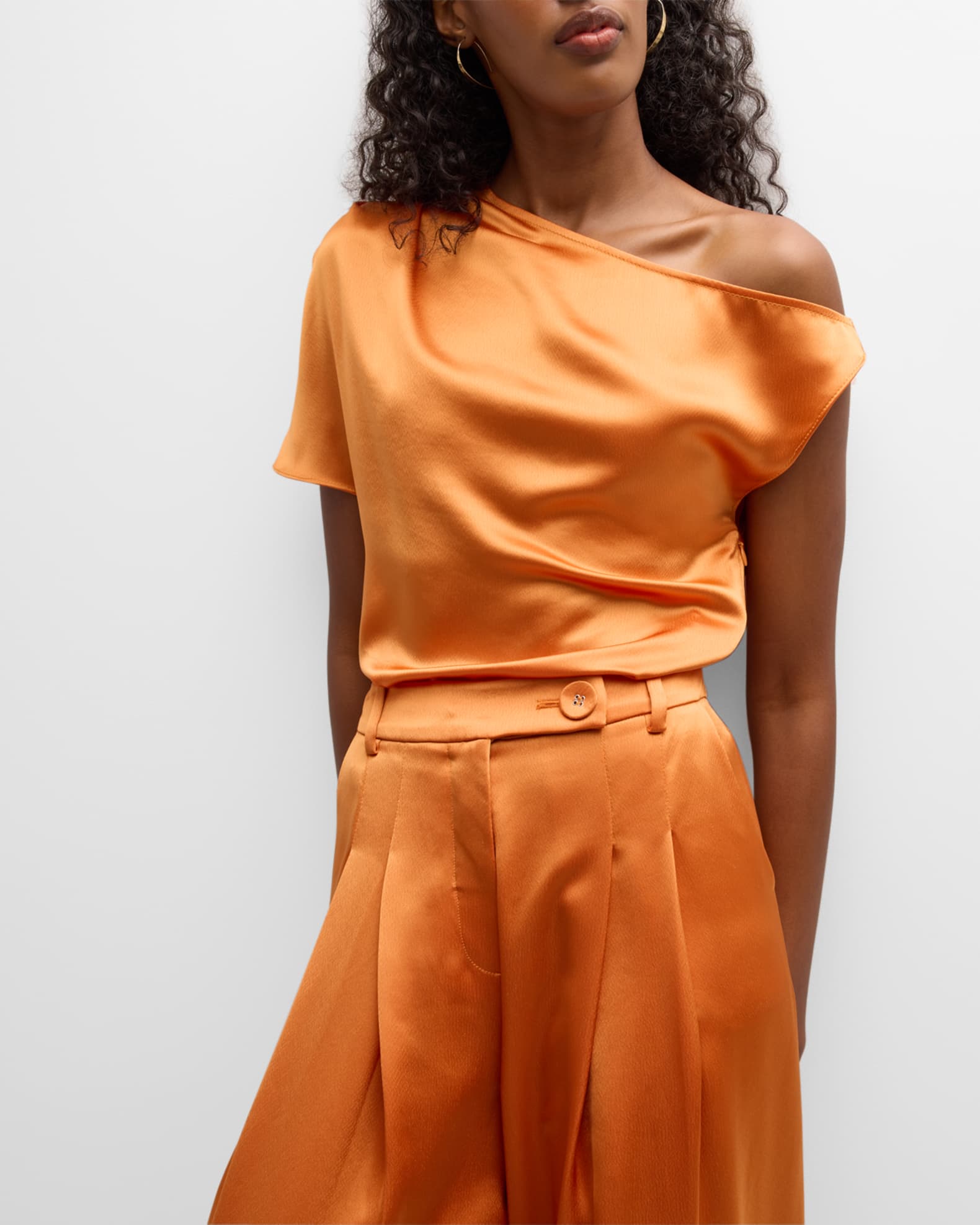 Anna Quan Astra Asymmetric Off-The-Shoulder Draped Top | Neiman Marcus