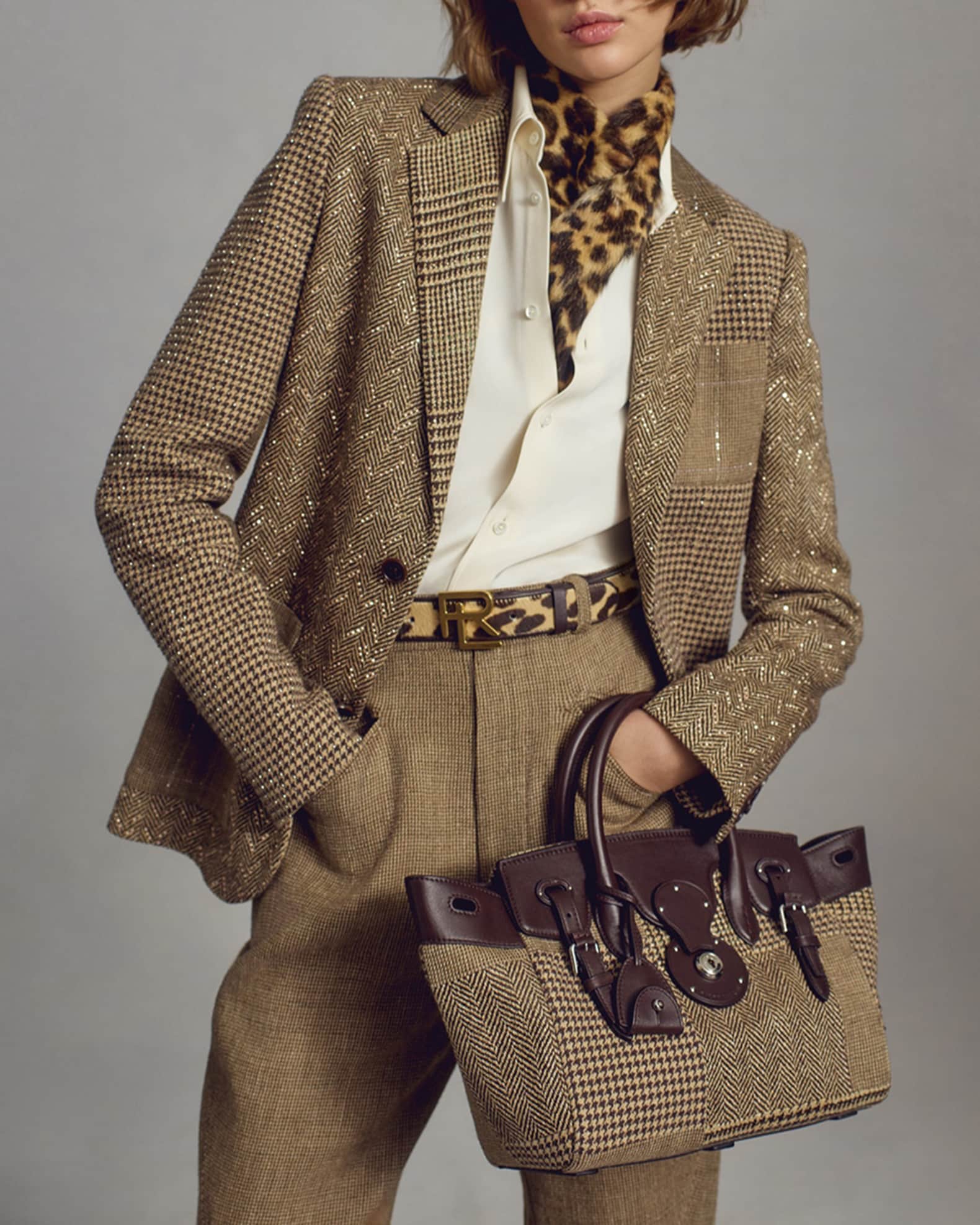 Ralph Lauren Collection Ricky 33 Suit Patchwork Top-Handle Bag | Neiman ...