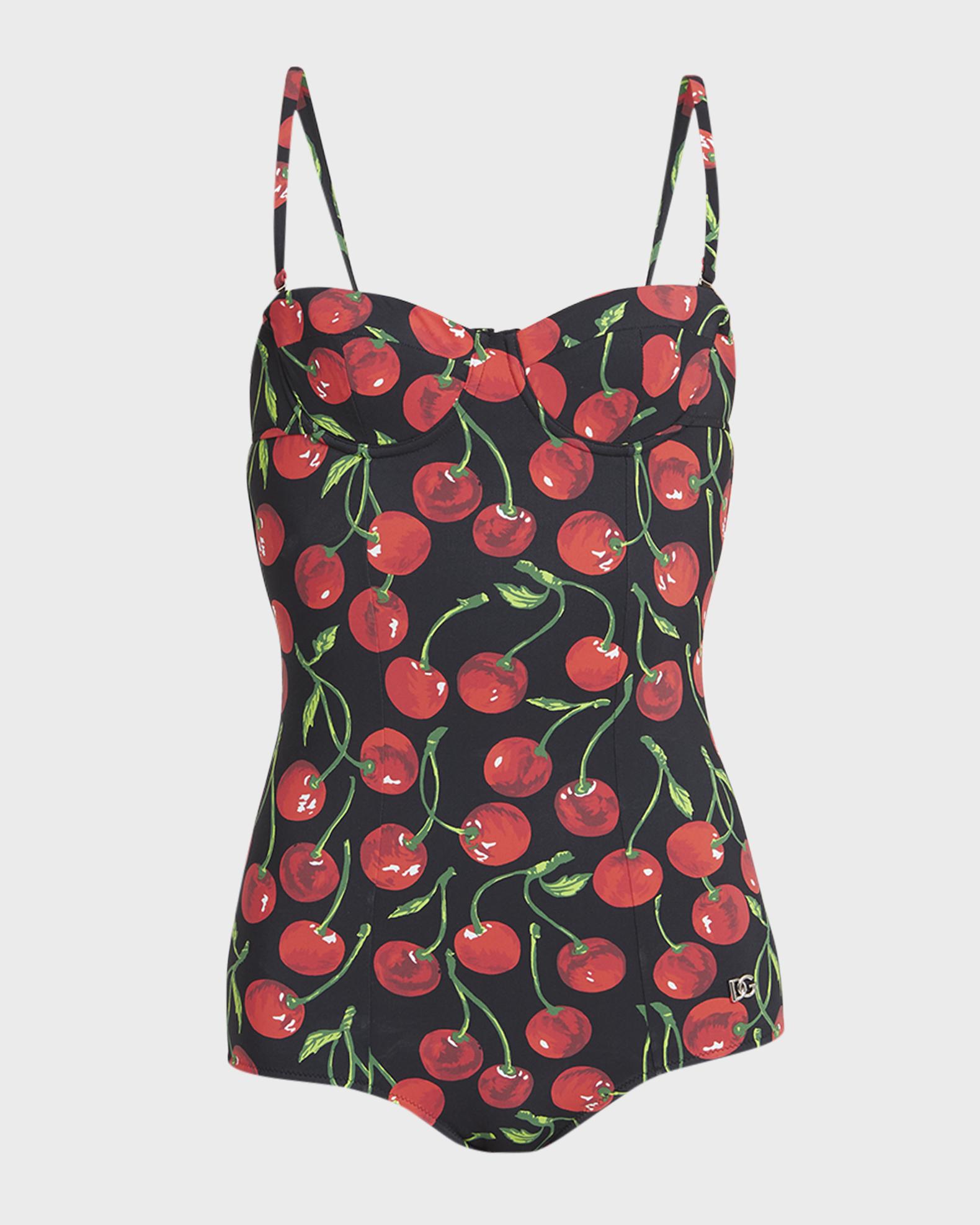 Dolce&Gabbana Cherry-Print Balconette One-Piece Swimsuit | Neiman Marcus