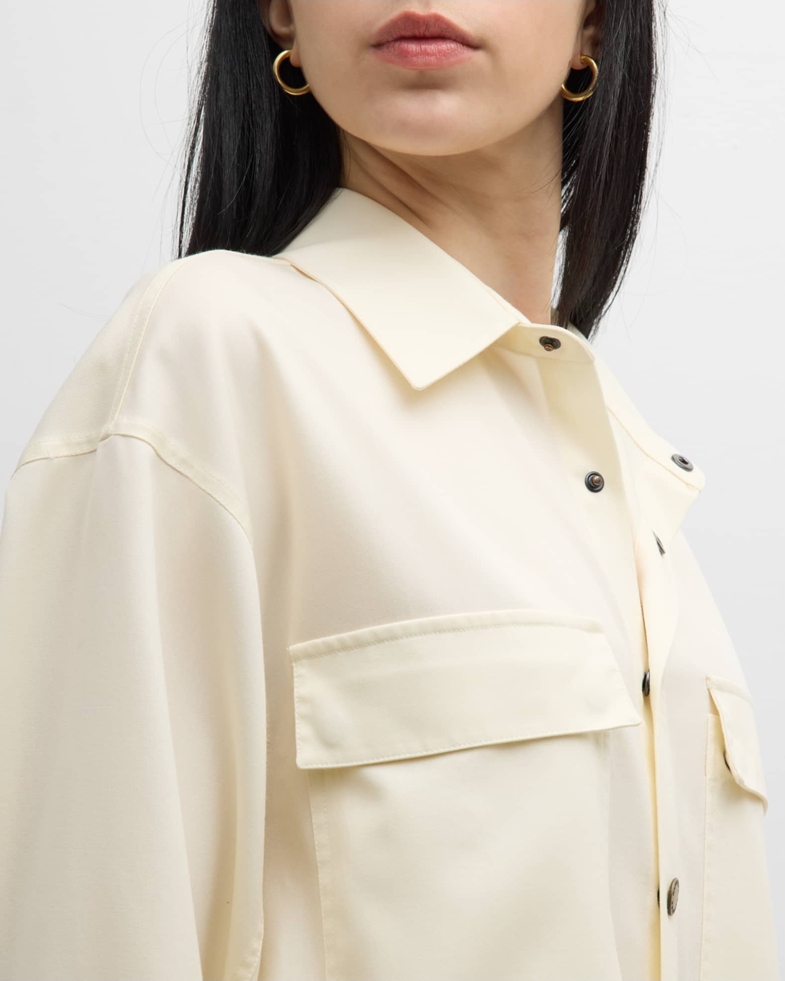 DARKPARK Julie Oversized Wool Snap-Front Shirt | Neiman Marcus
