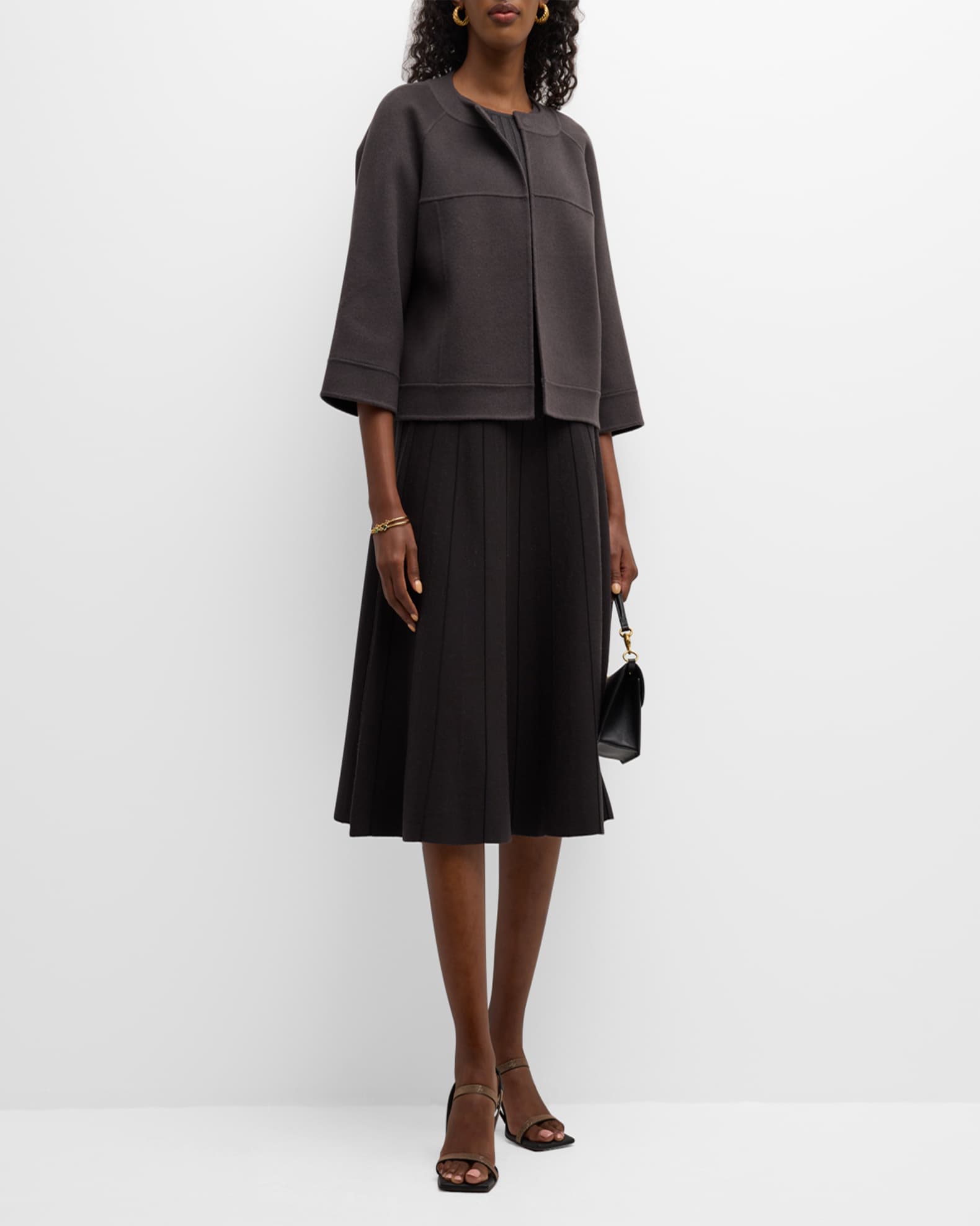 TSE Cashmere Double-Face Cashmere 3/4-Sleeve Jacket | Neiman Marcus