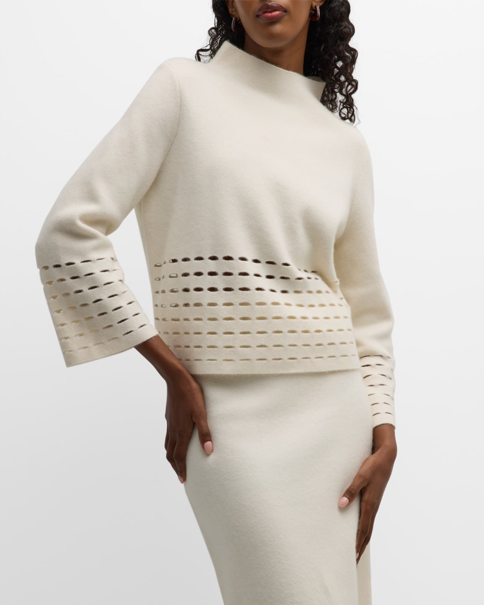 TSE Cashmere Cashmere Cutout Funnel-Neck Sweater | Neiman Marcus