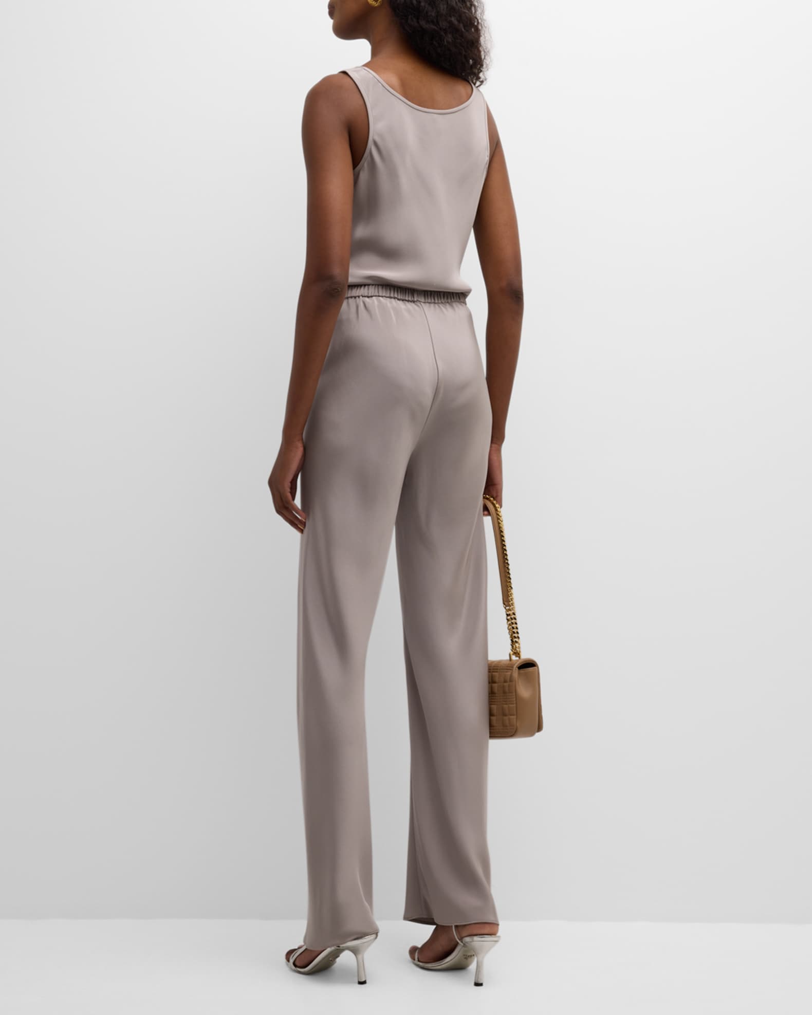 TSE Cashmere High-Rise Straight-Leg Silk Pants | Neiman Marcus