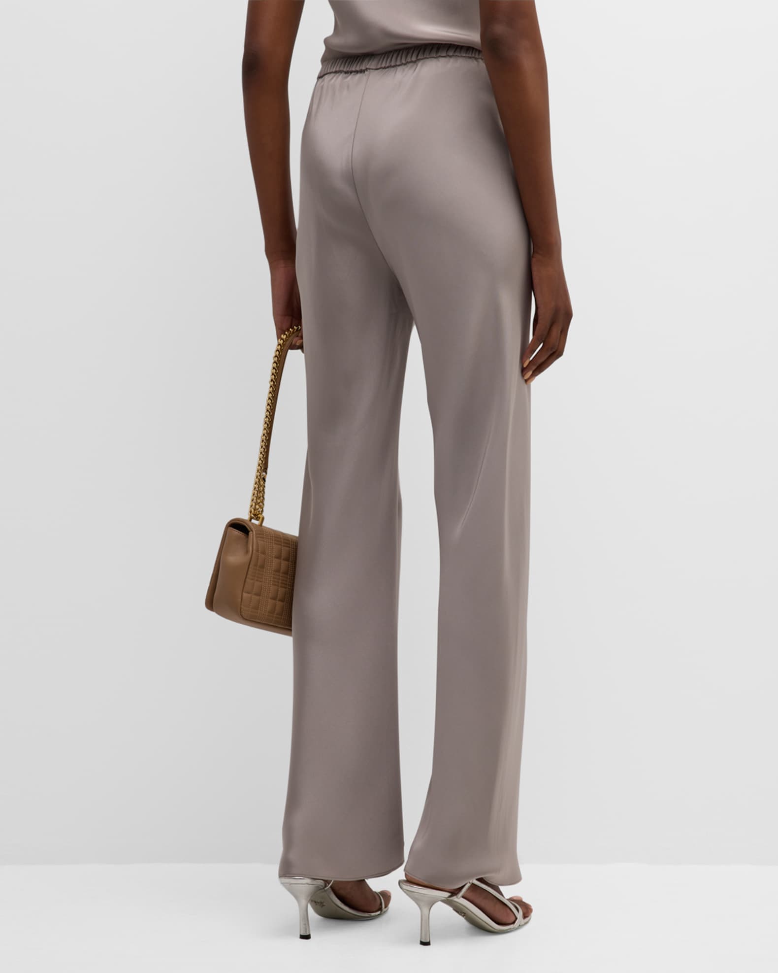 TSE Cashmere High-Rise Straight-Leg Silk Pants | Neiman Marcus