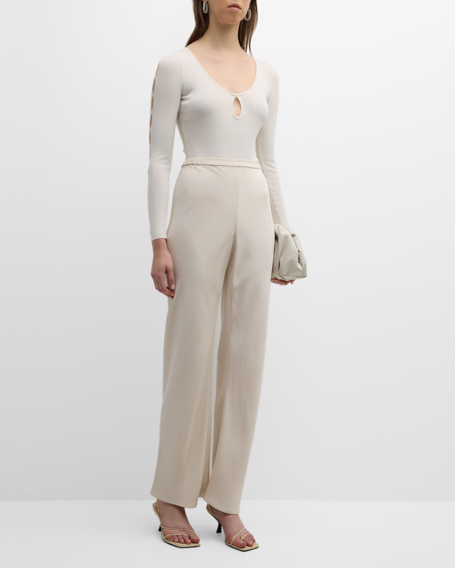 TSE Cashmere High-Rise Straight-Leg Silk Pants | Neiman Marcus