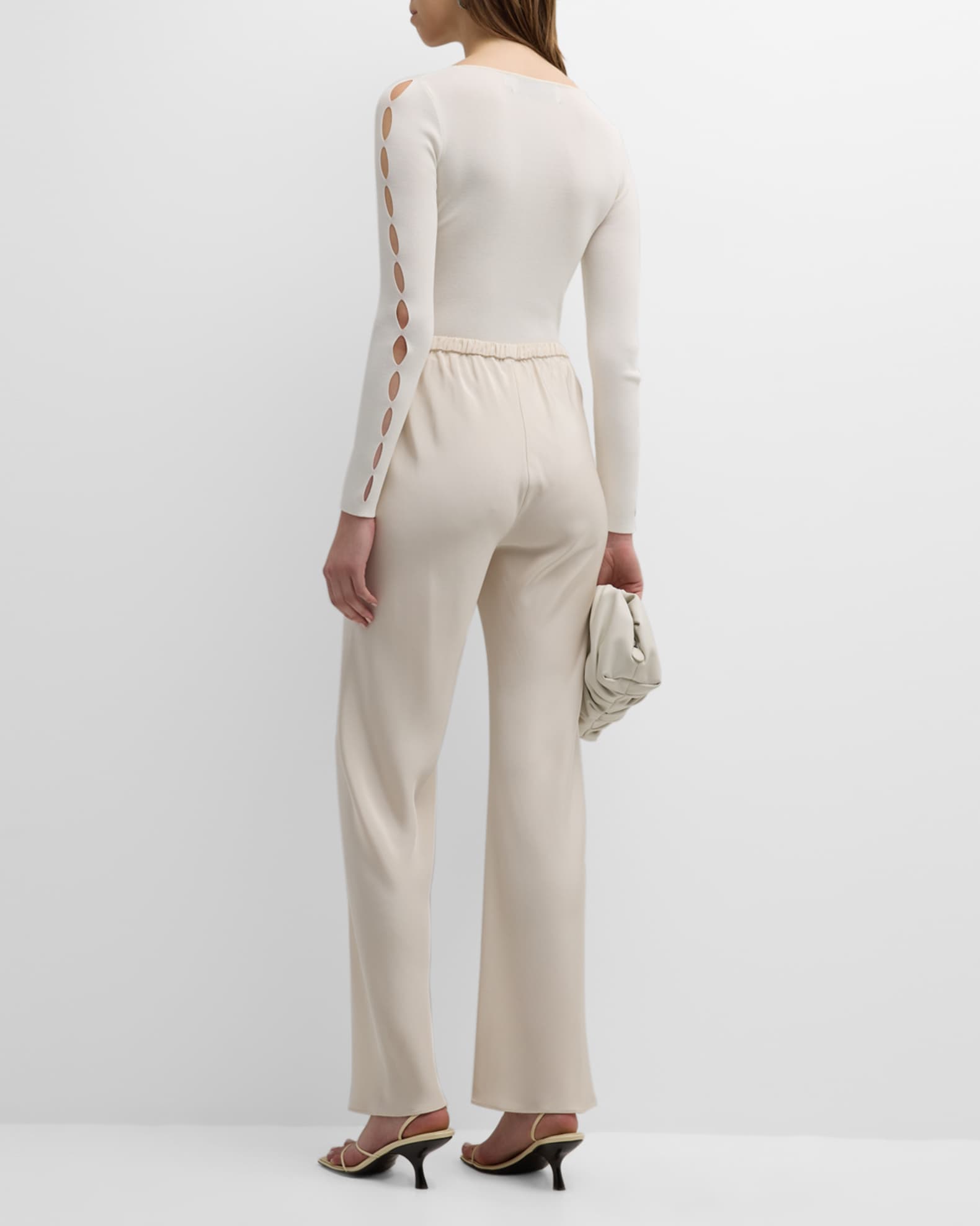 TSE Cashmere High-Rise Straight-Leg Silk Pants | Neiman Marcus