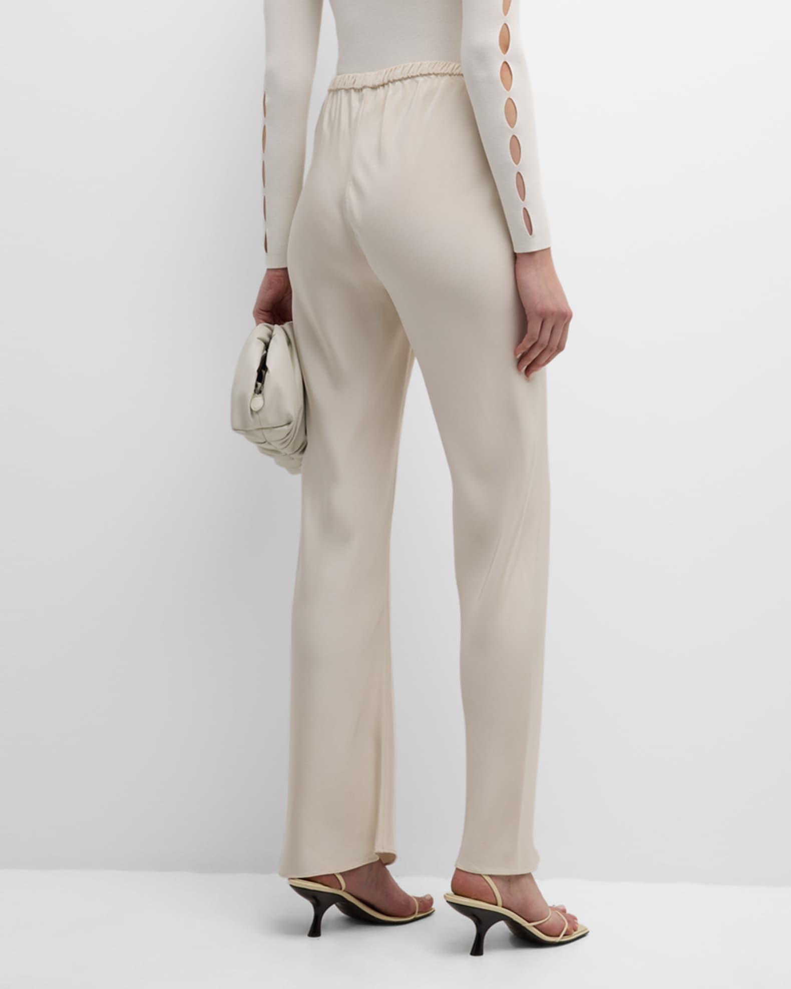 TSE Cashmere High-Rise Straight-Leg Silk Pants | Neiman Marcus
