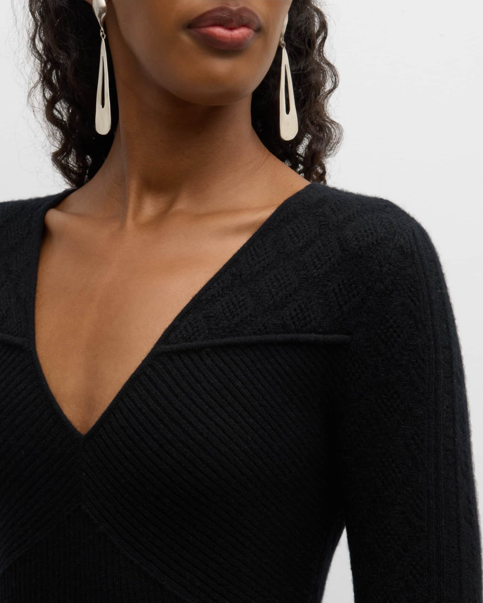 TSE Cashmere Mixed-Stitch A-Line Midi Dress | Neiman Marcus