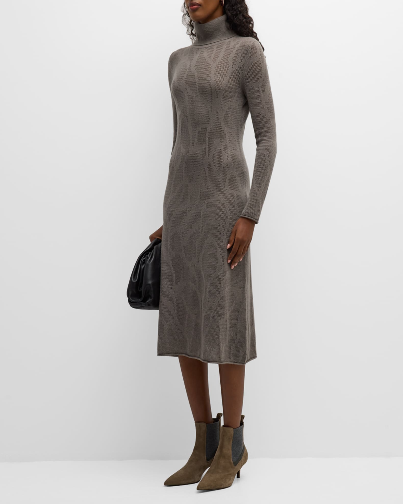TSE Cashmere Cashmere Ribbed Turtleneck Midi Dress | Neiman Marcus