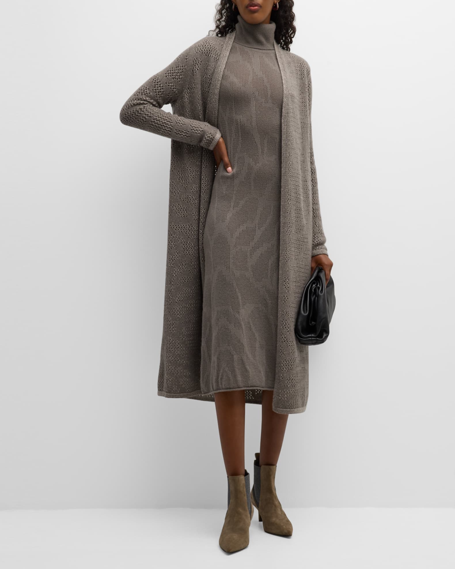TSE Cashmere Cashmere Ribbed Turtleneck Midi Dress | Neiman Marcus