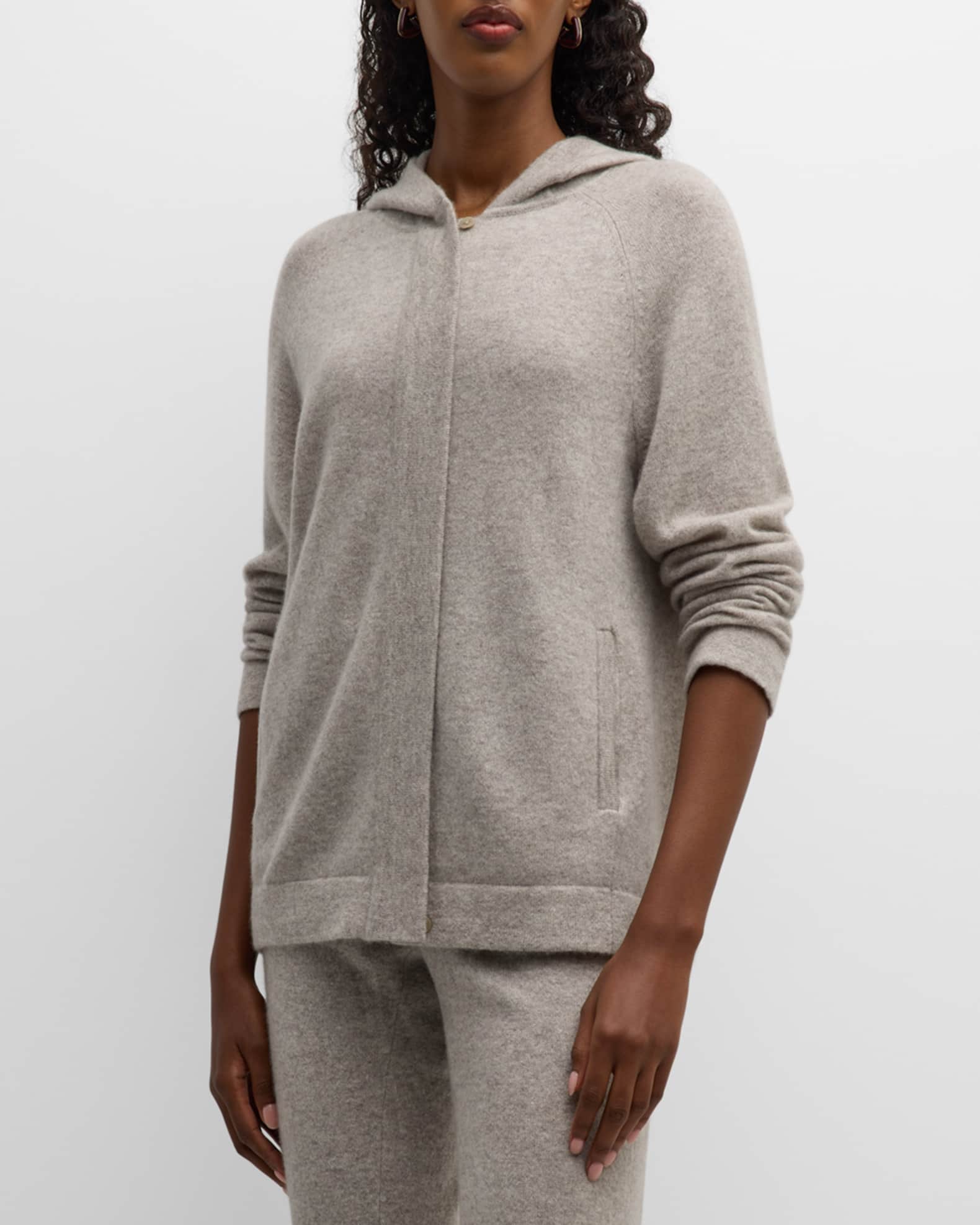 TSE Cashmere Recycled Cashmere Zip-Front Hoodie | Neiman Marcus