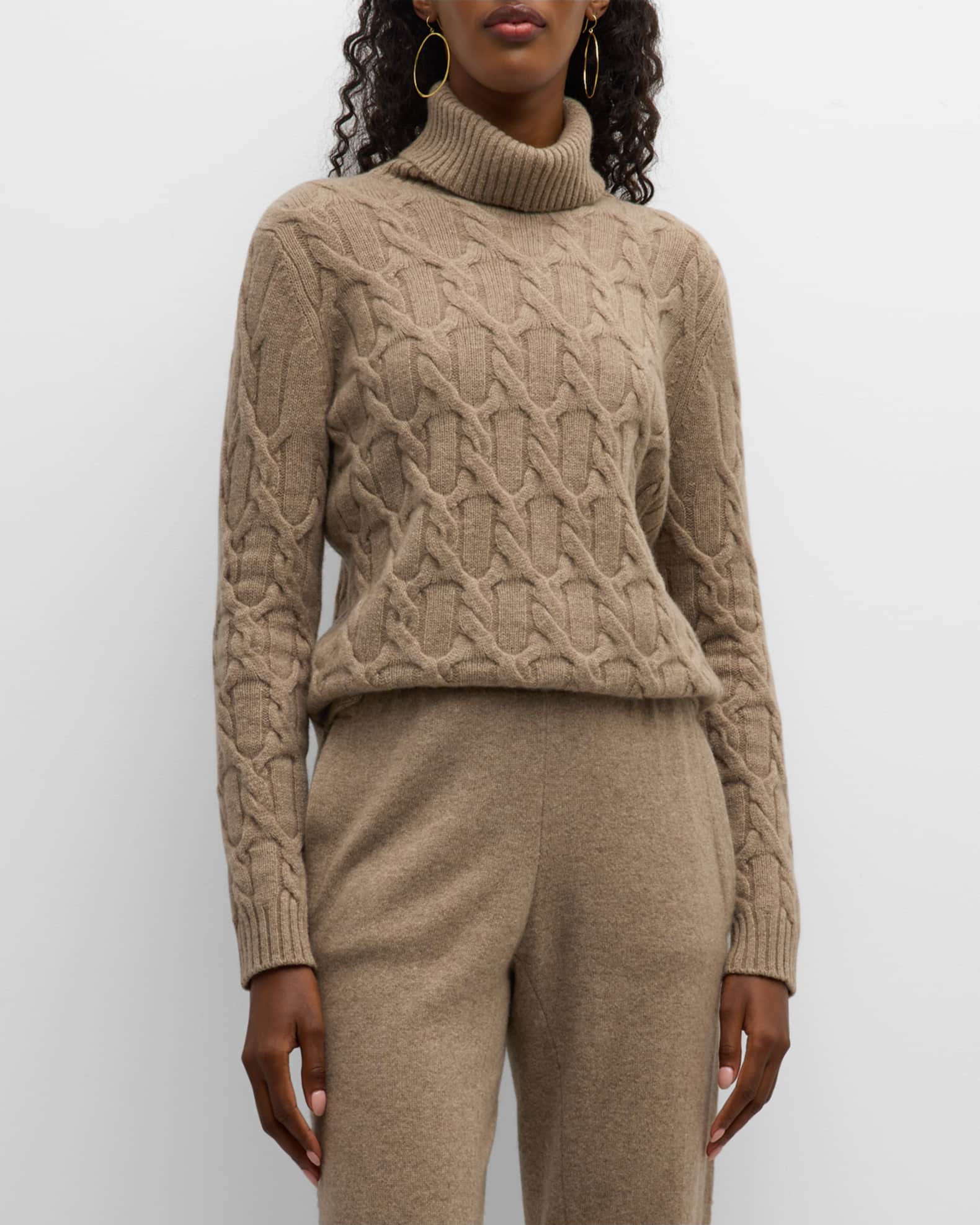 TSE Cashmere Recycled Cashmere Cable-Knit Turtleneck Sweater | Neiman ...