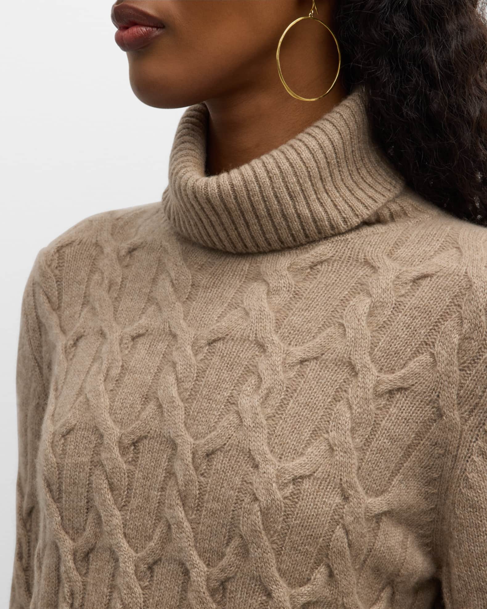TSE Cashmere Recycled Cashmere Cable-Knit Turtleneck Sweater | Neiman ...