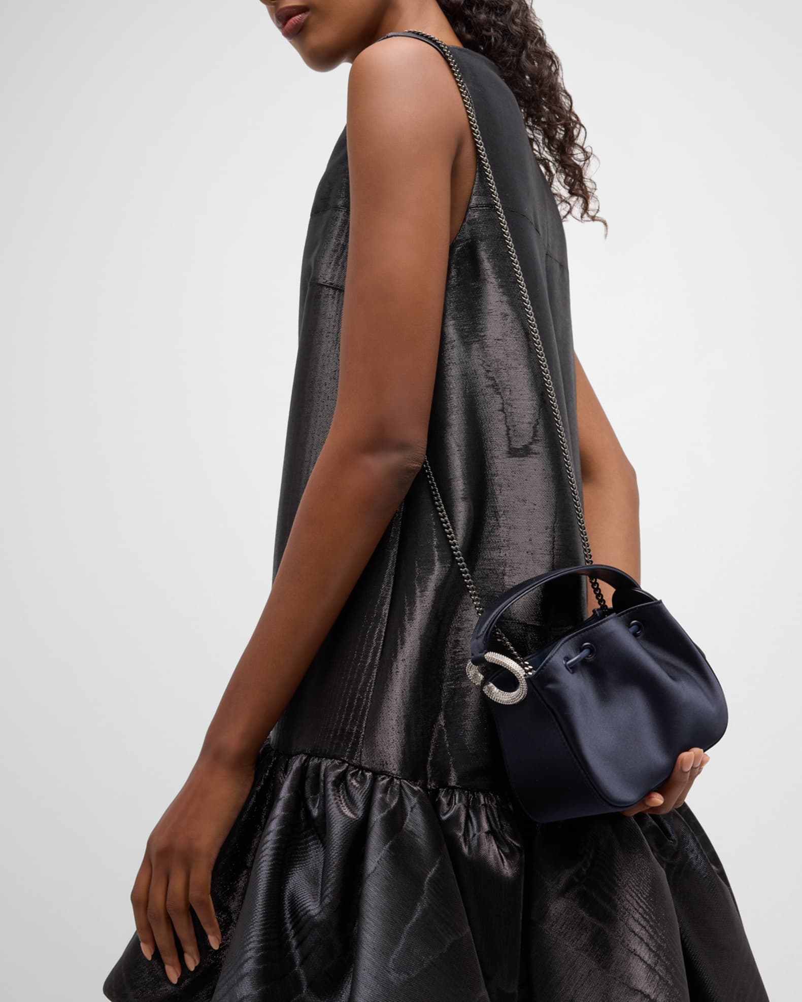 Oscar de la Renta Nano O Embellished Satin Top-Handle Bag | Neiman Marcus