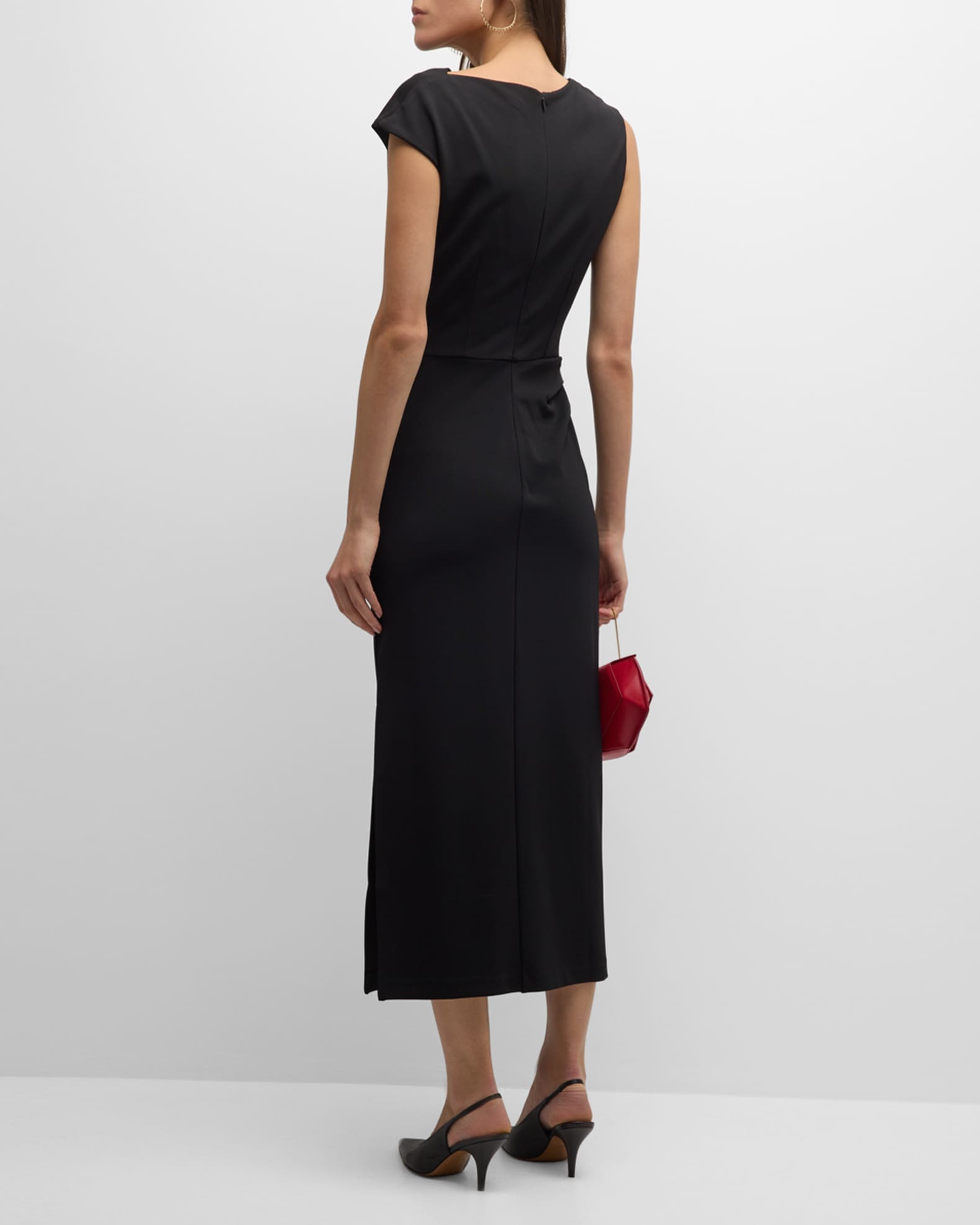 Marella Flo Cutout Cap-Sleeve Cowl-Neck Midi Dress | Neiman Marcus