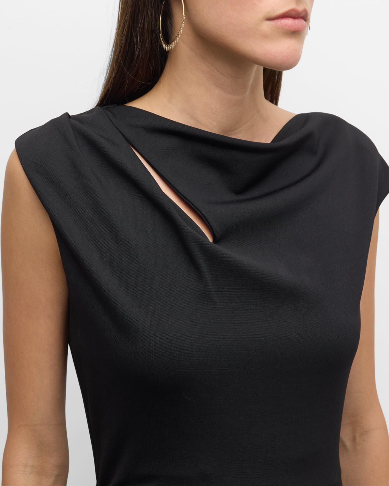 Marella Flo Cutout Cap-Sleeve Cowl-Neck Midi Dress | Neiman Marcus
