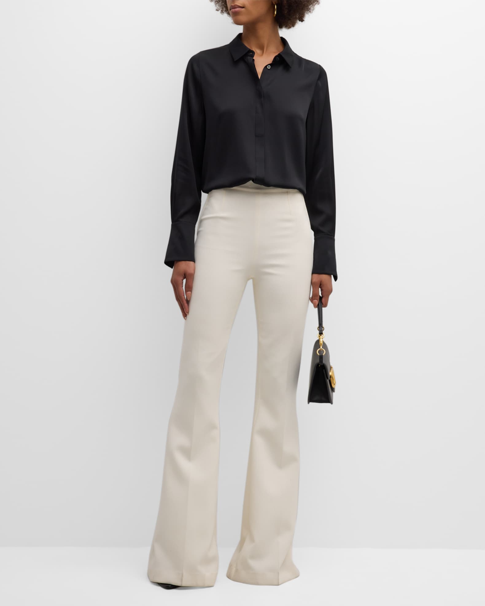Kobi Halperin Larissa Split-Cuff Button-Down Blouse | Neiman Marcus