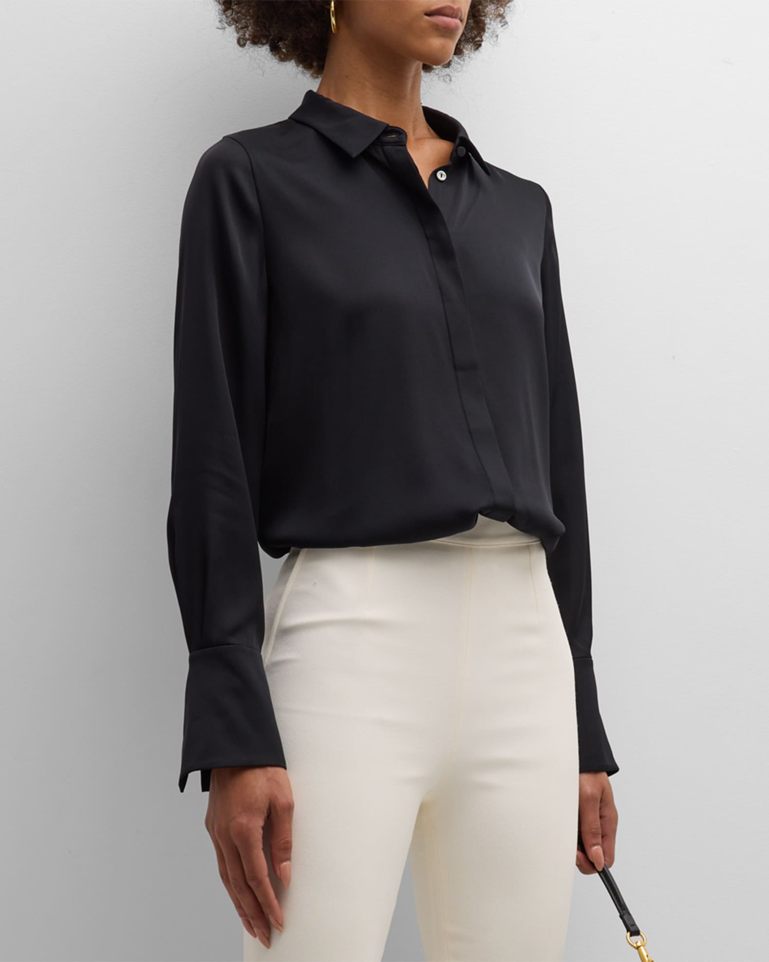 Kobi Halperin Larissa Split-Cuff Button-Down Blouse | Neiman Marcus