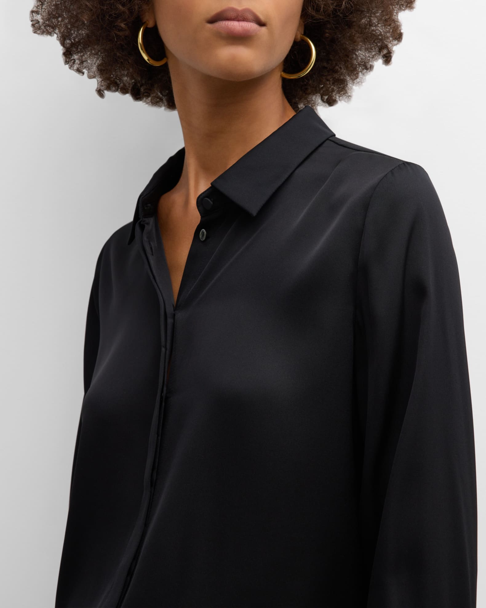Kobi Halperin Larissa Split-Cuff Button-Down Blouse | Neiman Marcus