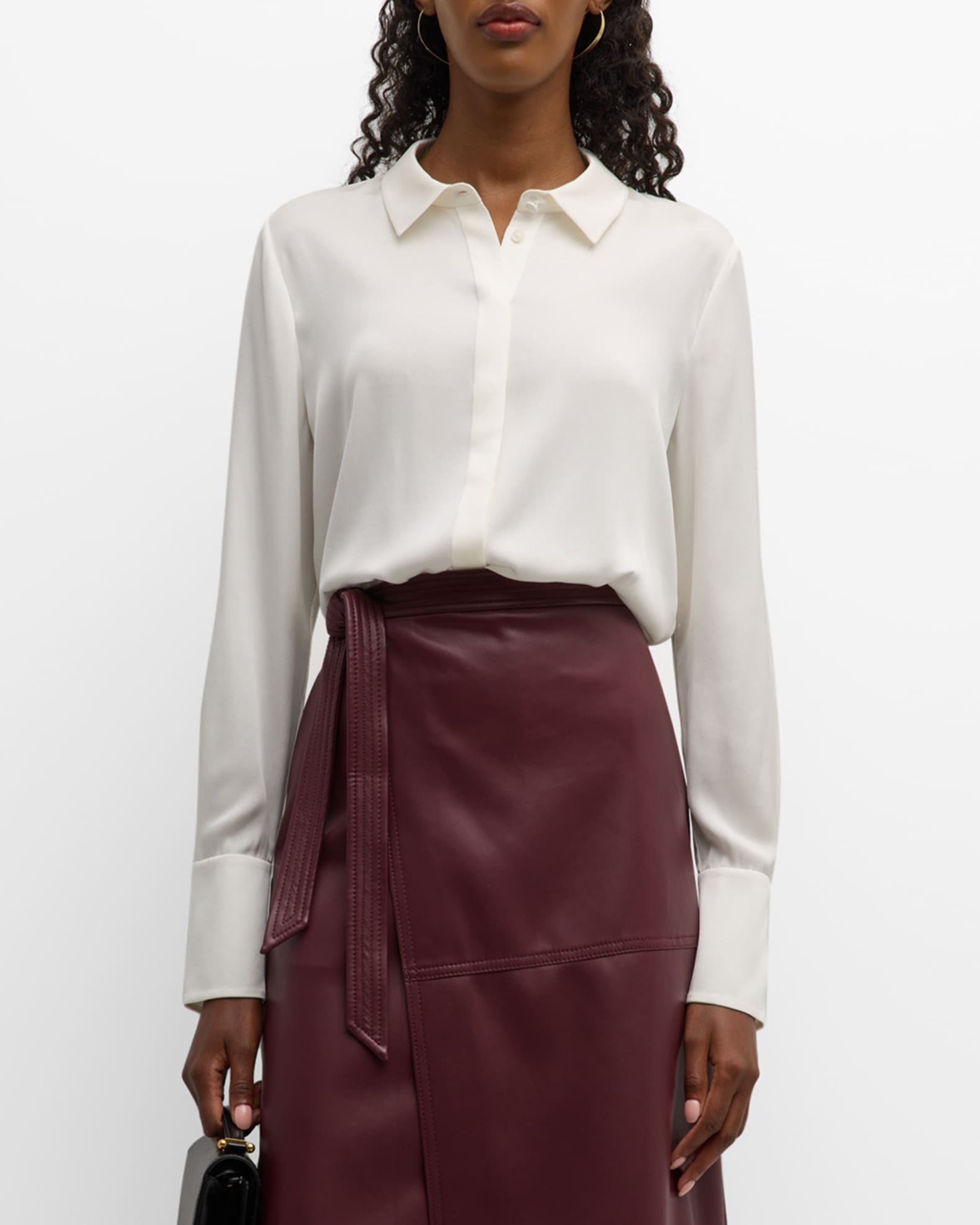 Kobi Halperin Larissa Split-Cuff Button-Down Blouse | Neiman Marcus