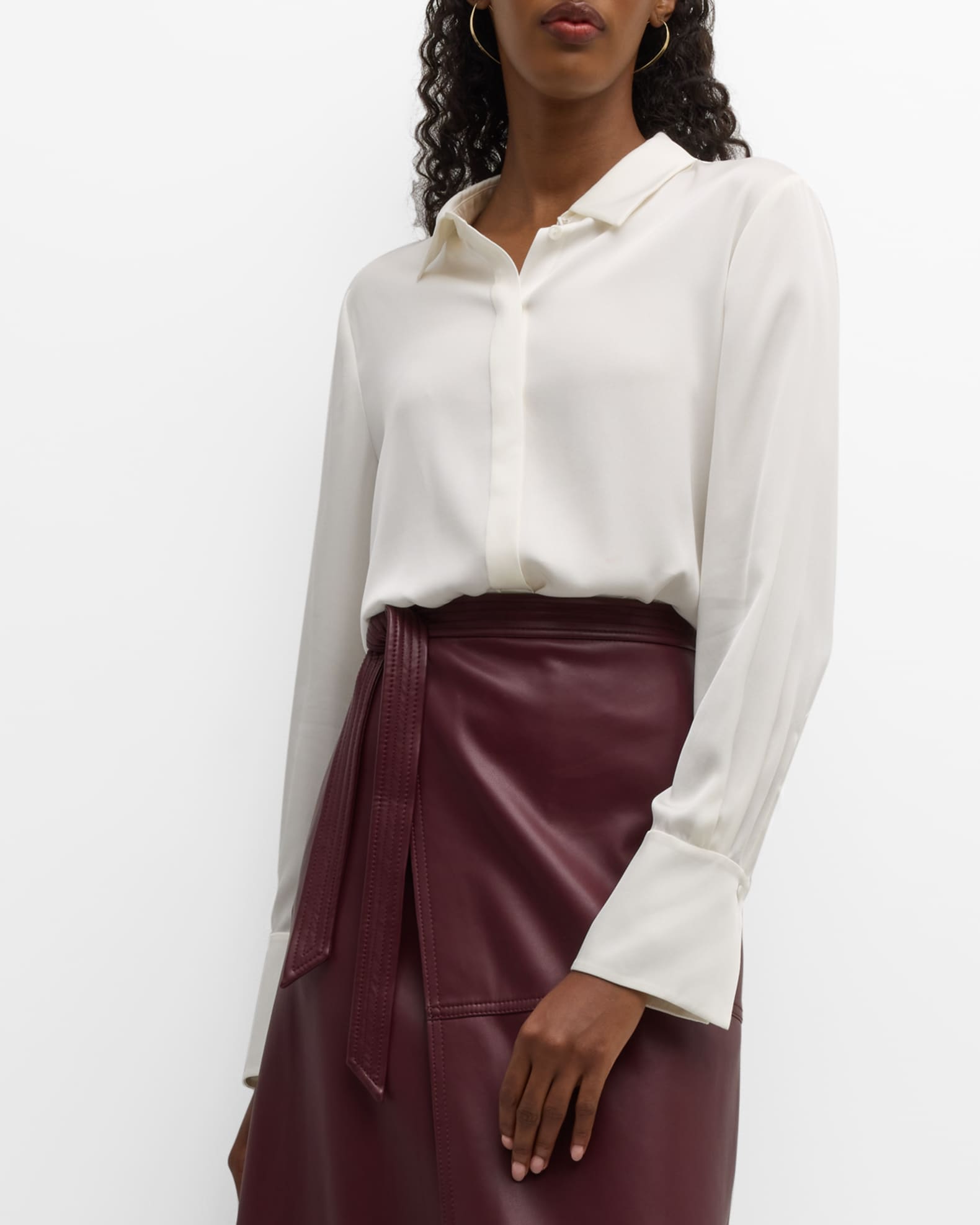 Kobi Halperin Larissa Split-Cuff Button-Down Blouse | Neiman Marcus