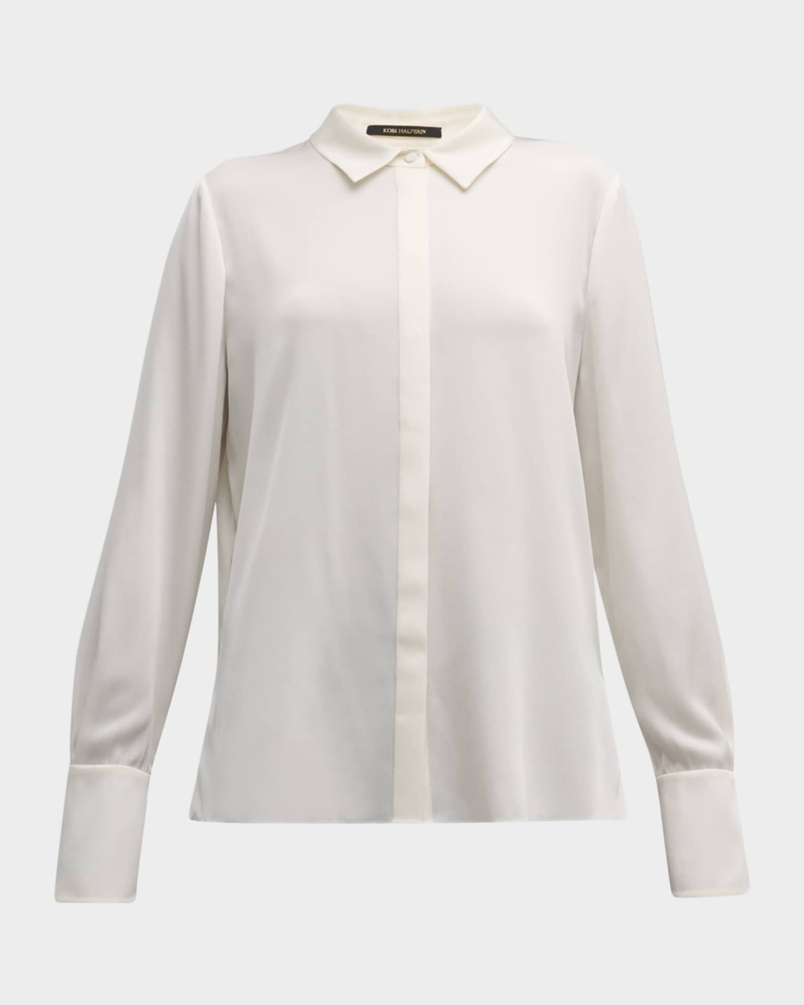 Kobi Halperin Larissa Split-Cuff Button-Down Blouse | Neiman Marcus