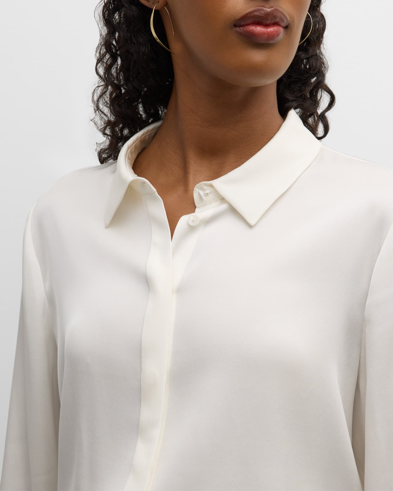 Kobi Halperin Larissa Split-Cuff Button-Down Blouse | Neiman Marcus