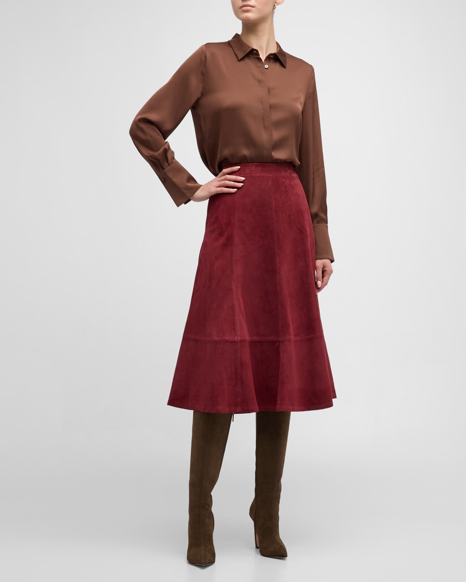 Kobi Halperin Larissa Split-Cuff Button-Down Blouse | Neiman Marcus