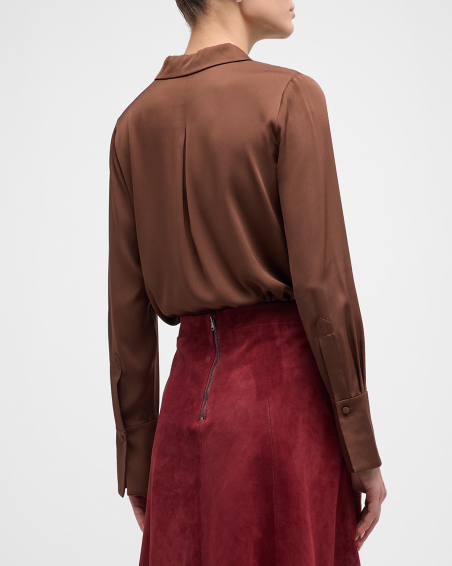 Kobi Halperin Larissa Split-Cuff Button-Down Blouse | Neiman Marcus