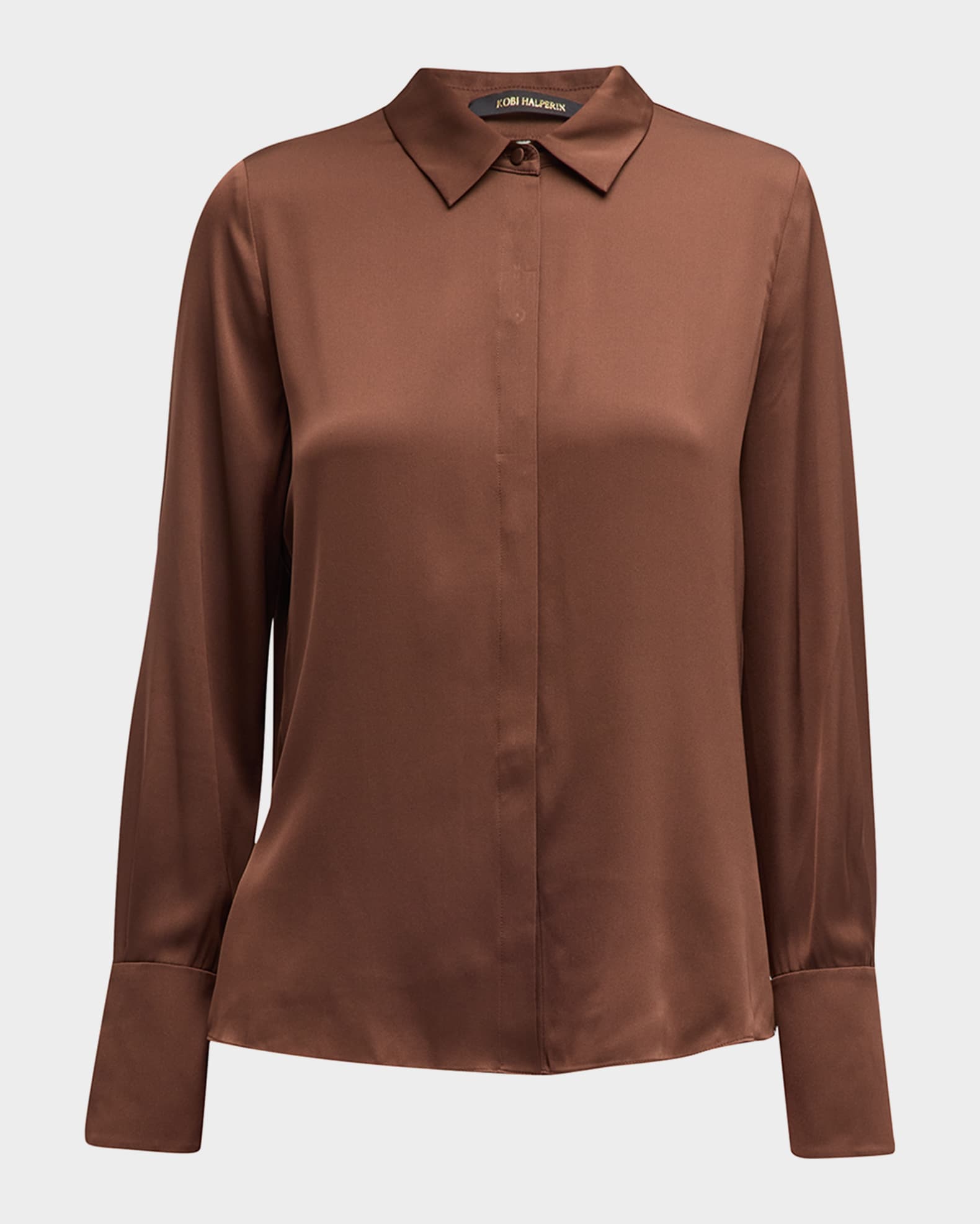 Kobi Halperin Larissa Split-Cuff Button-Down Blouse | Neiman Marcus
