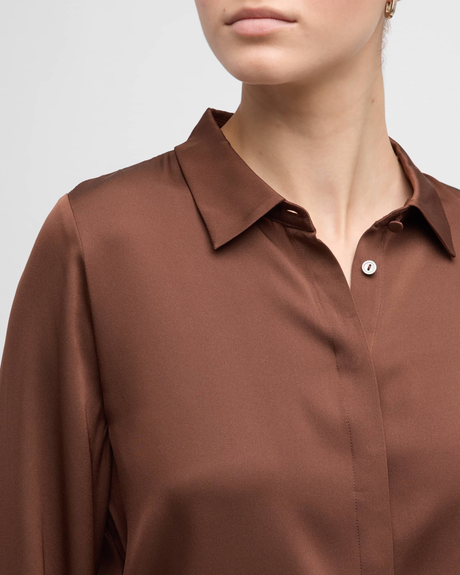 Kobi Halperin Larissa Split-Cuff Button-Down Blouse | Neiman Marcus