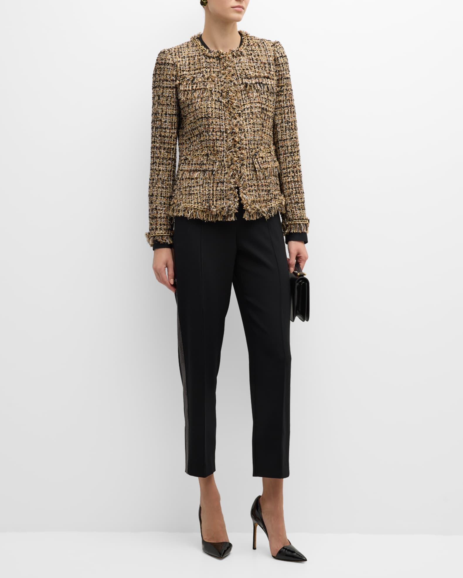 Kobi Halperin Lisa Chain-Trim Fringe Tweed Jacket | Neiman Marcus