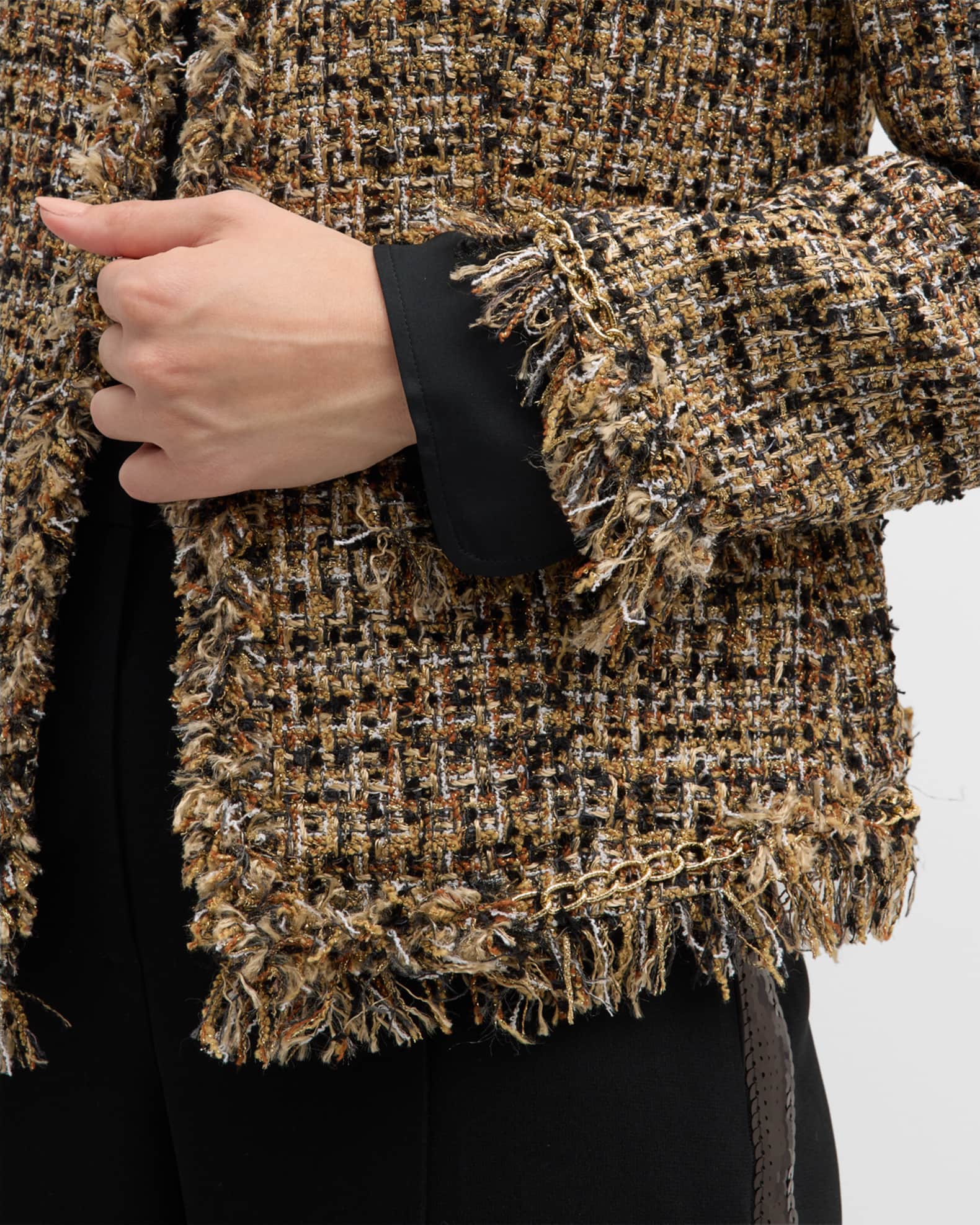 Kobi Halperin Lisa Chain-Trim Fringe Tweed Jacket | Neiman Marcus