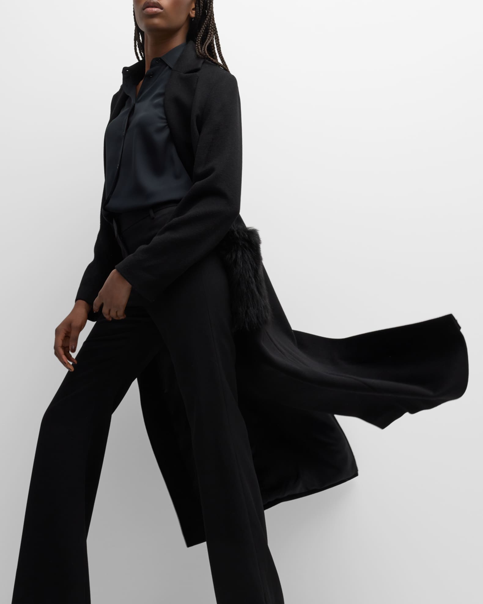 Kobi Halperin Long Notched-Collar Shearling & Wool-Blend Coat | Neiman ...