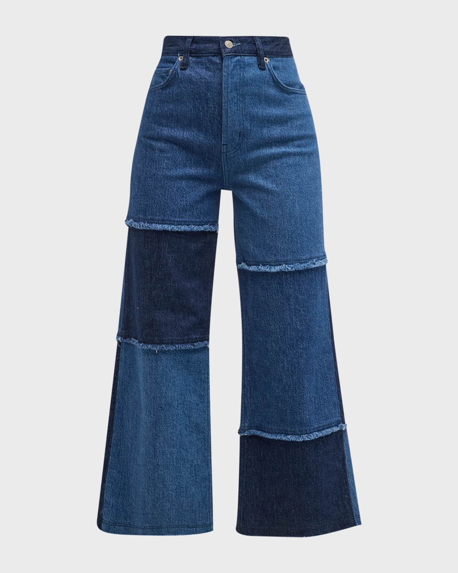 Rails Getty Paneled Wide-Leg Crop Jeans | Neiman Marcus