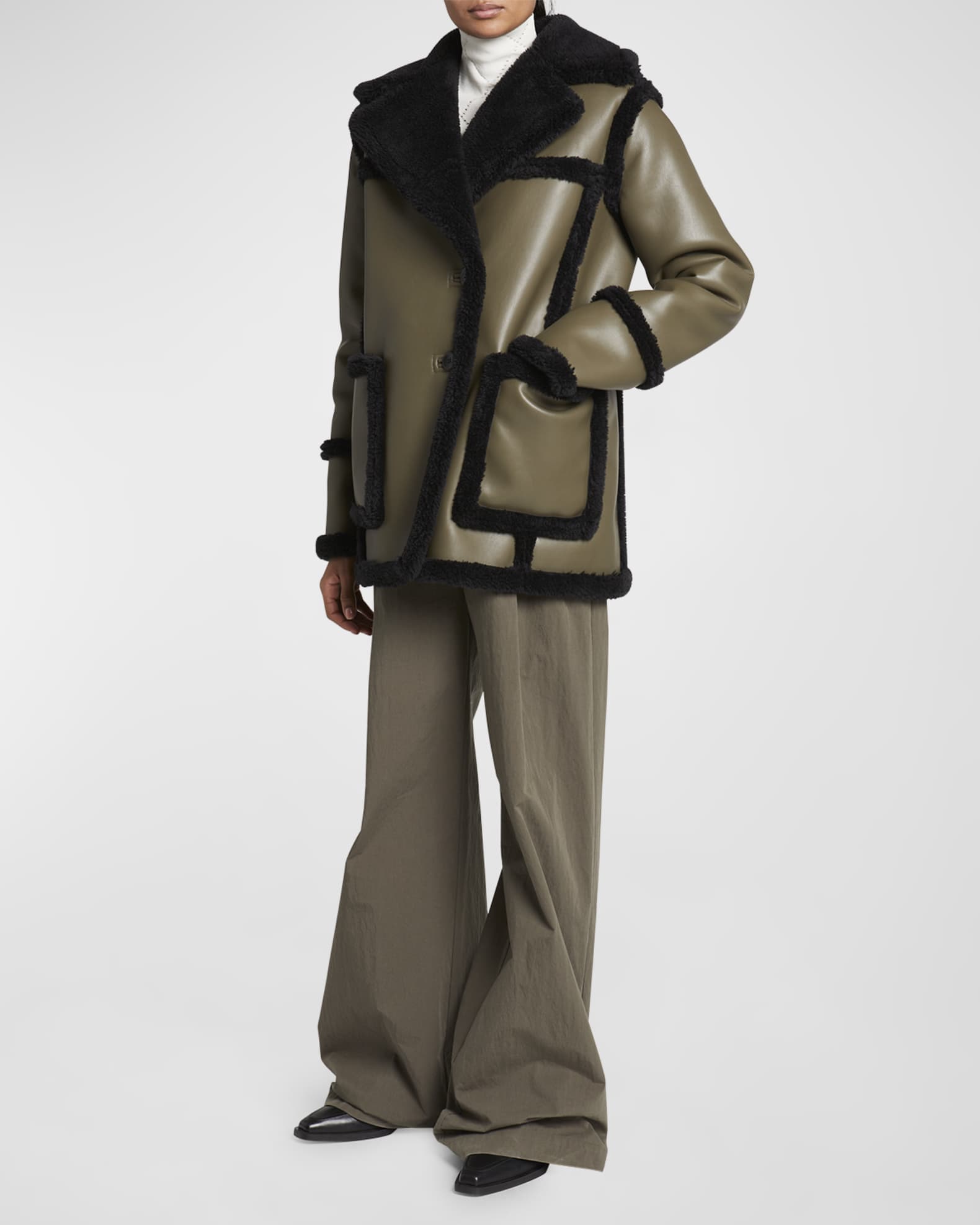 Proenza Schouler White Label Coated Fleece-Lined Jacket | Neiman Marcus