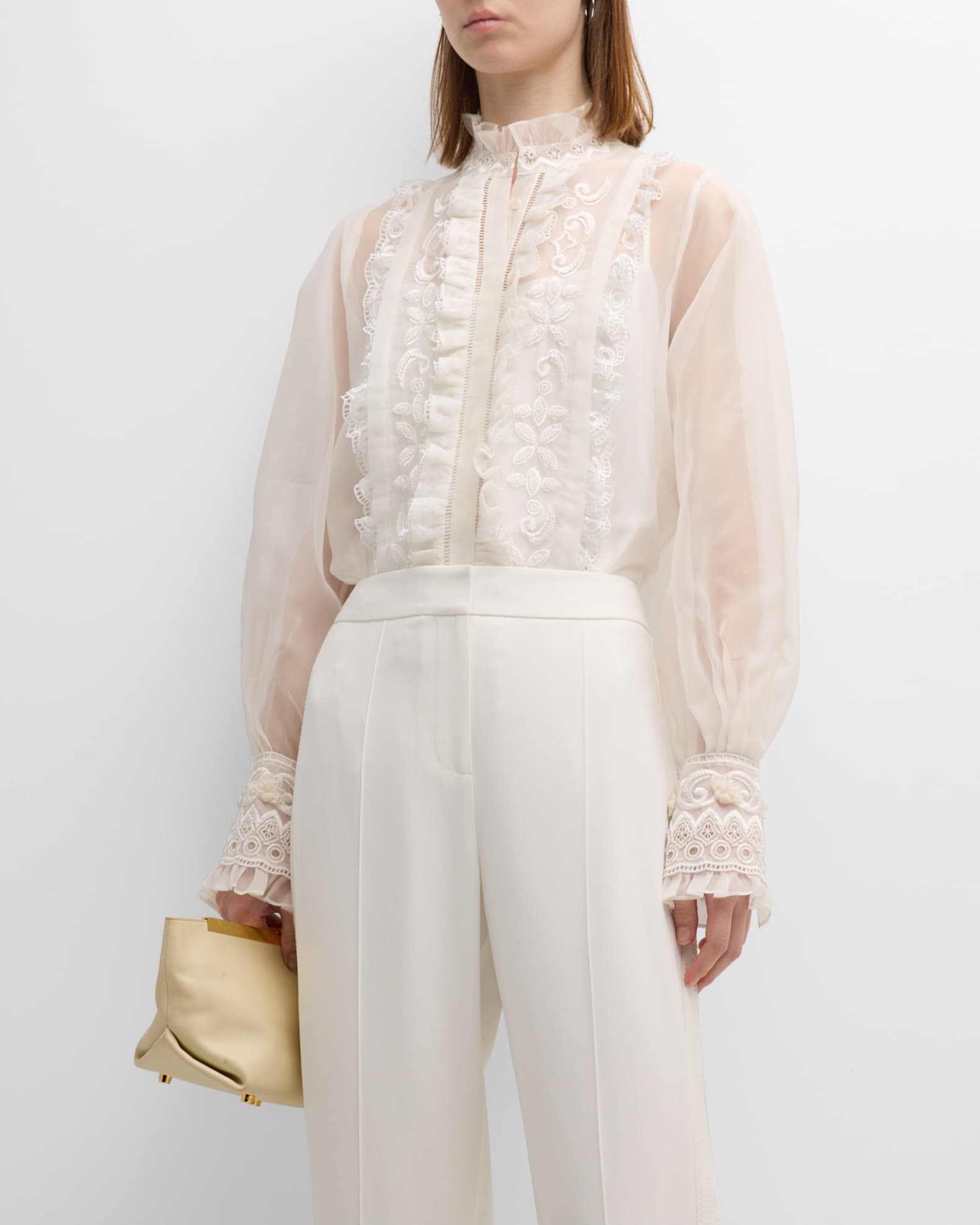 Kobi Halperin Maison Beaded Embroidered Ruffle Blouse | Neiman Marcus