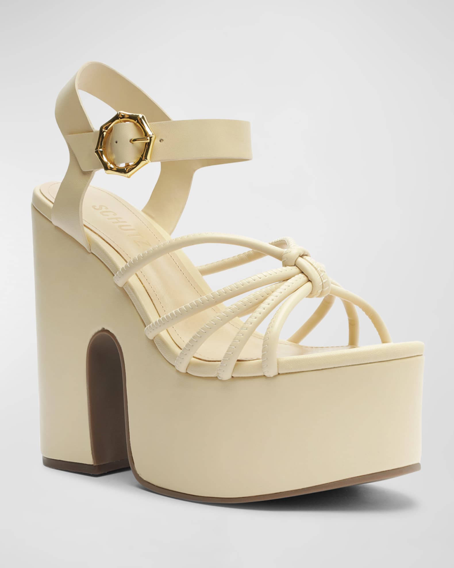 Schutz Mahi Caged Block-Heel Platform Sandals | Neiman Marcus